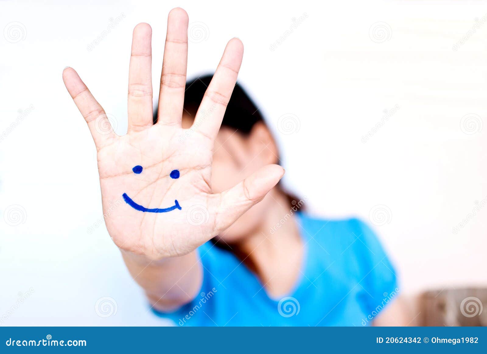 Smile on the Hand for Happy Concept. Stock Photo - Image of girl, hand ...