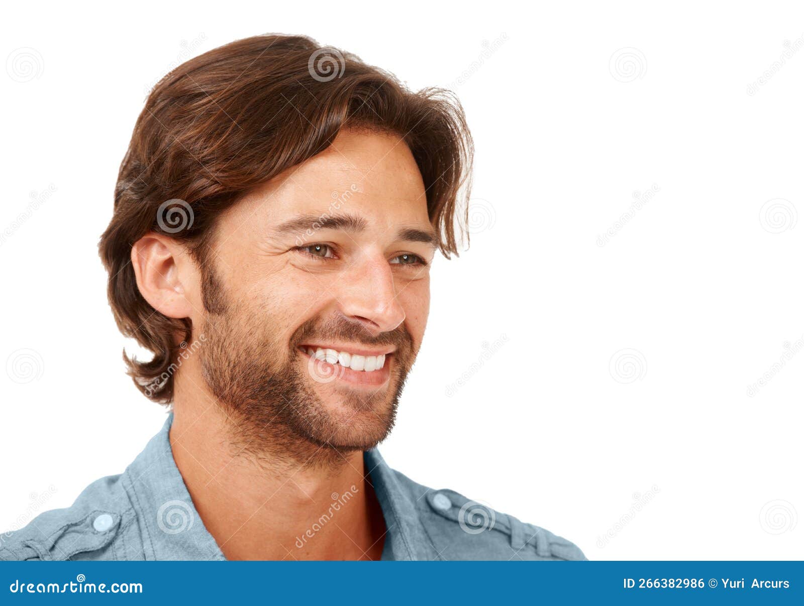 Smile, Happy and Face of a Man Thinking of an Idea on an Isolated White ...