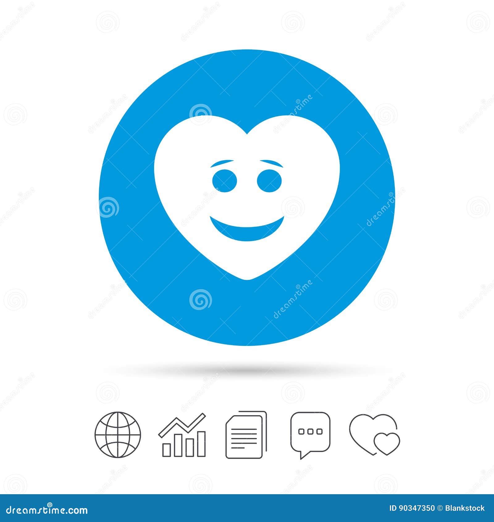 Smile Heart Face Icon. Smiley Symbol. Stock Vector - Illustration of ...