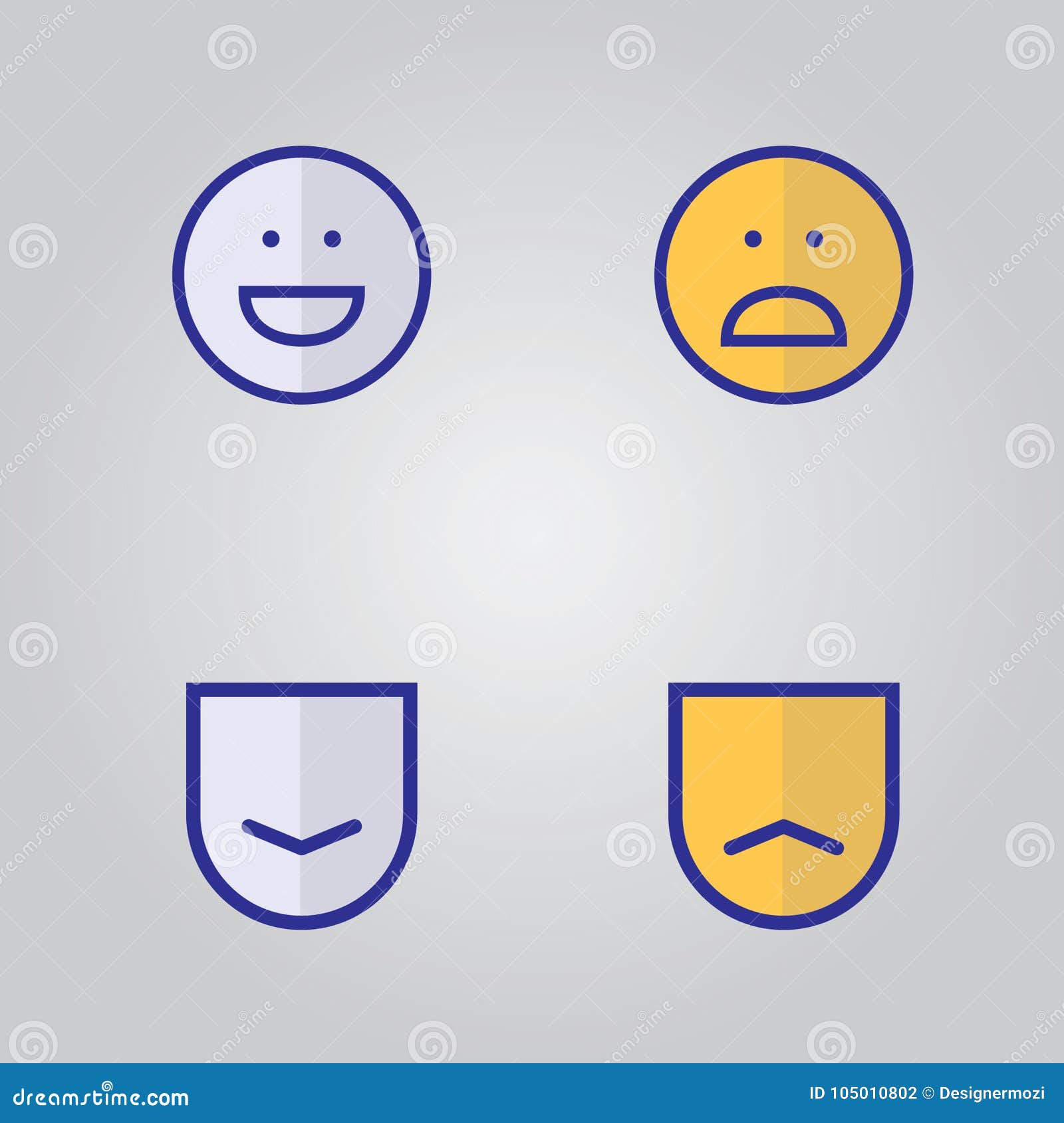 Smile Icon - Positive and Negative Stock Illustration - Illustration of ...