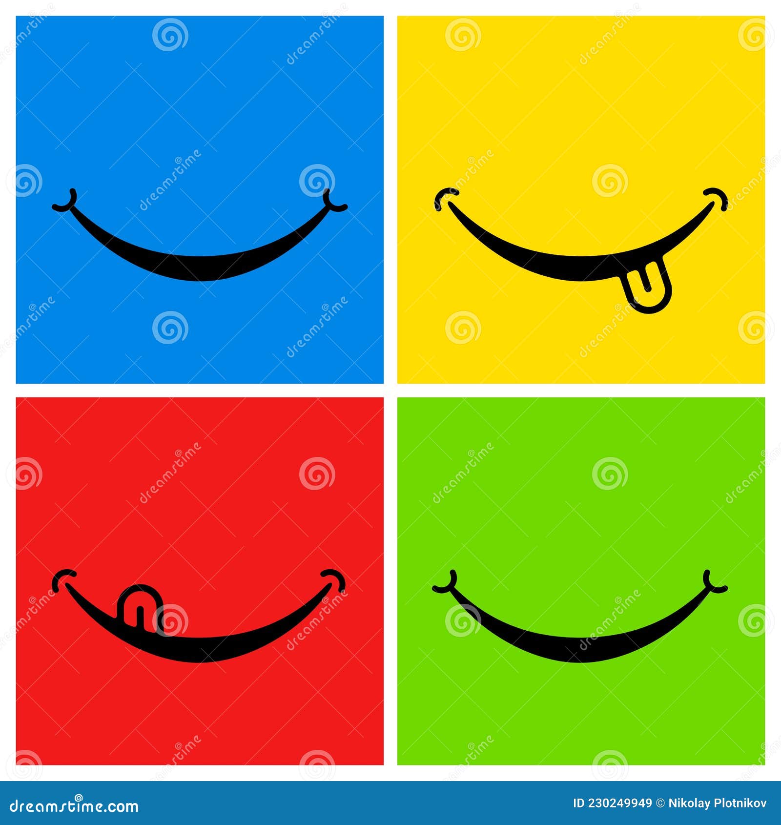 Smile Icon Set on Colorful Background. Smile Concept Vector ...