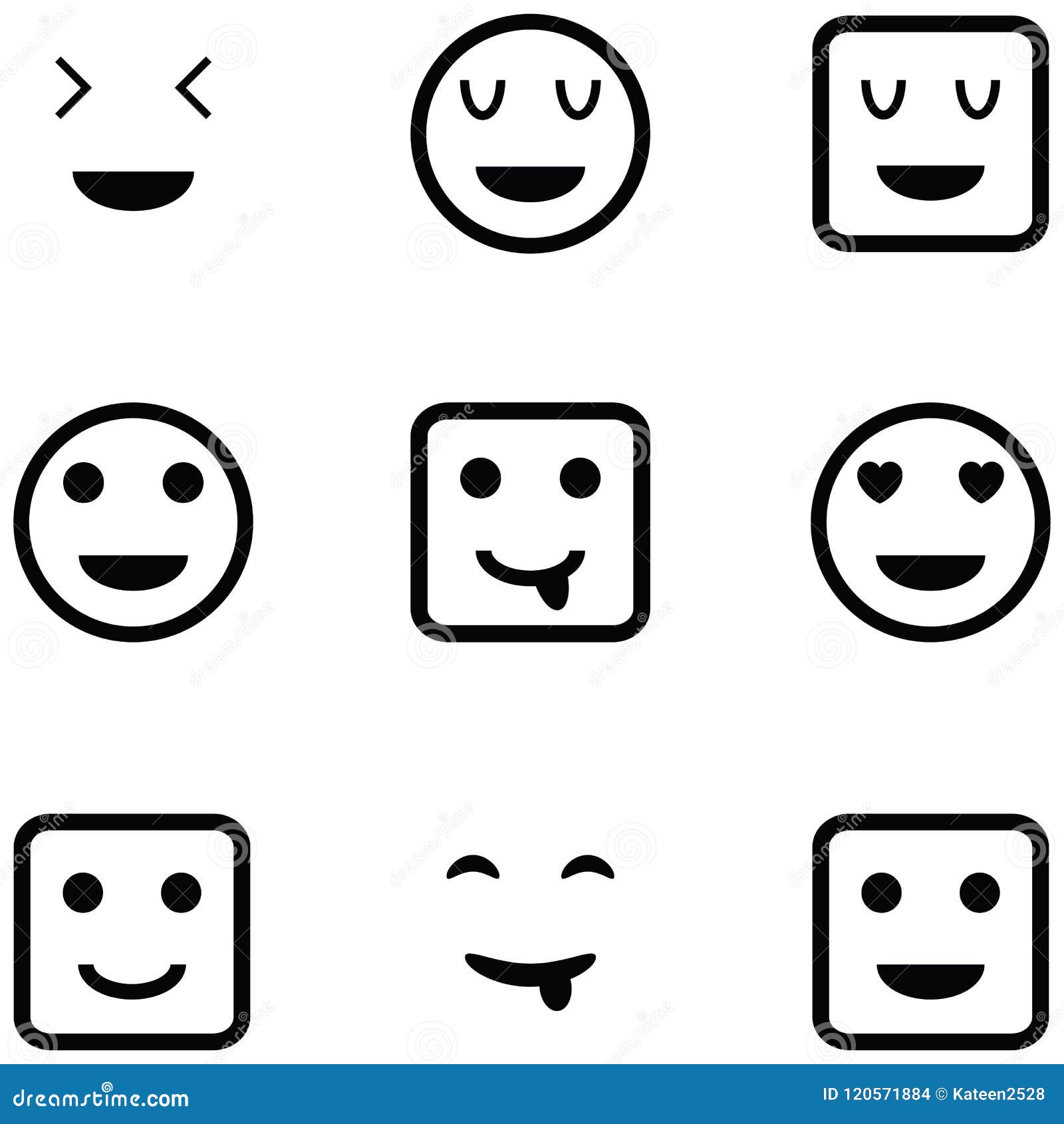Smile icon set stock vector. Illustration of face, icon - 120571884