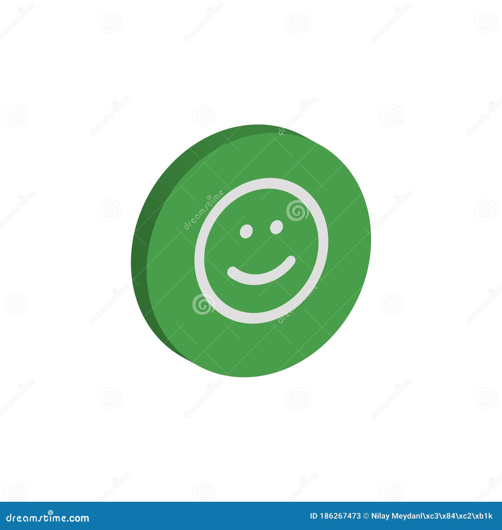 Smile Icon Symbol Button Shape Fun Green Stock Vector - Illustration of ...