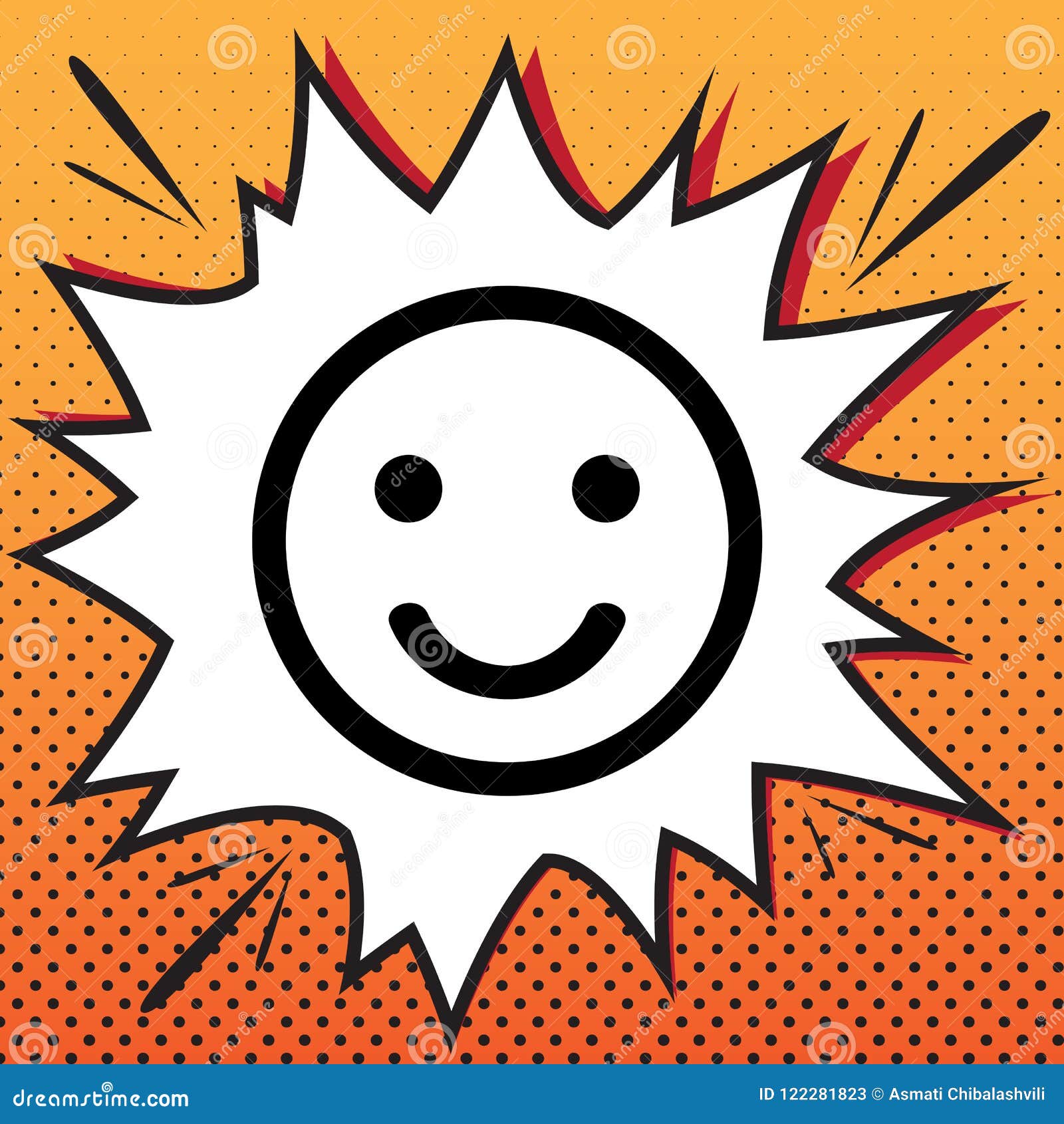 Smile Icon. Vector. Comics Style Icon on Pop-art Background.. Il Stock ...