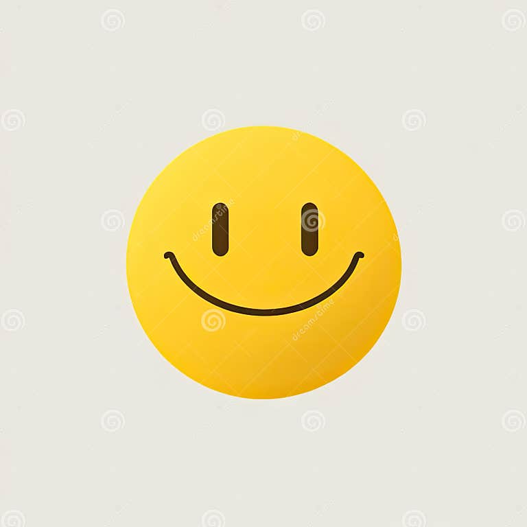 Smile Icon and White Background, Cute Yellow Smile Web Icon Stock ...