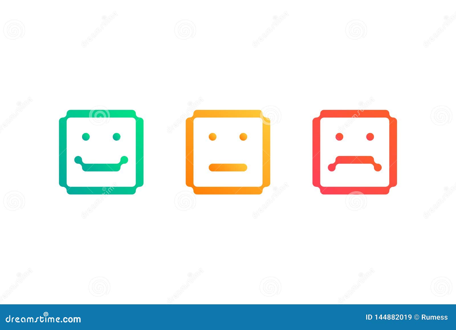 Set of Square Emoticon Icons. Vector Illustration Stock Vector ...