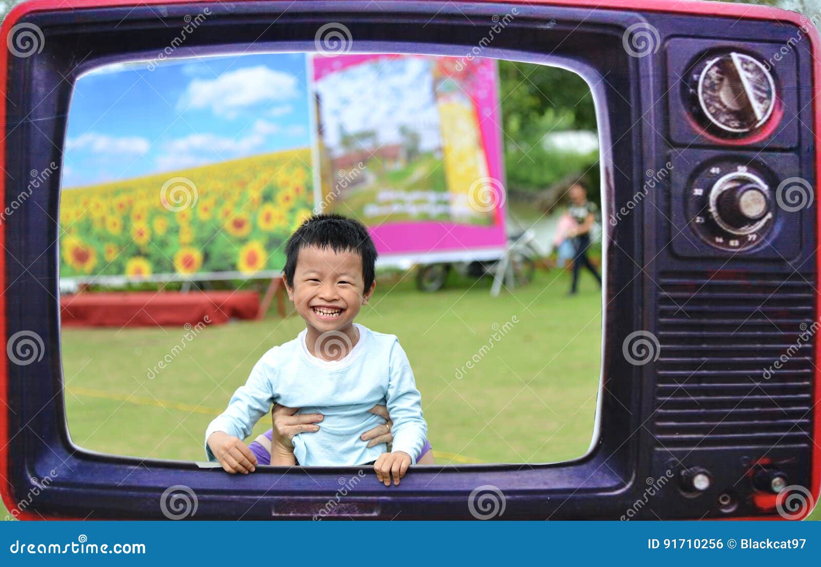 Smile Kid in Old Retro Television Frame Stock Photo - Image of concept ...