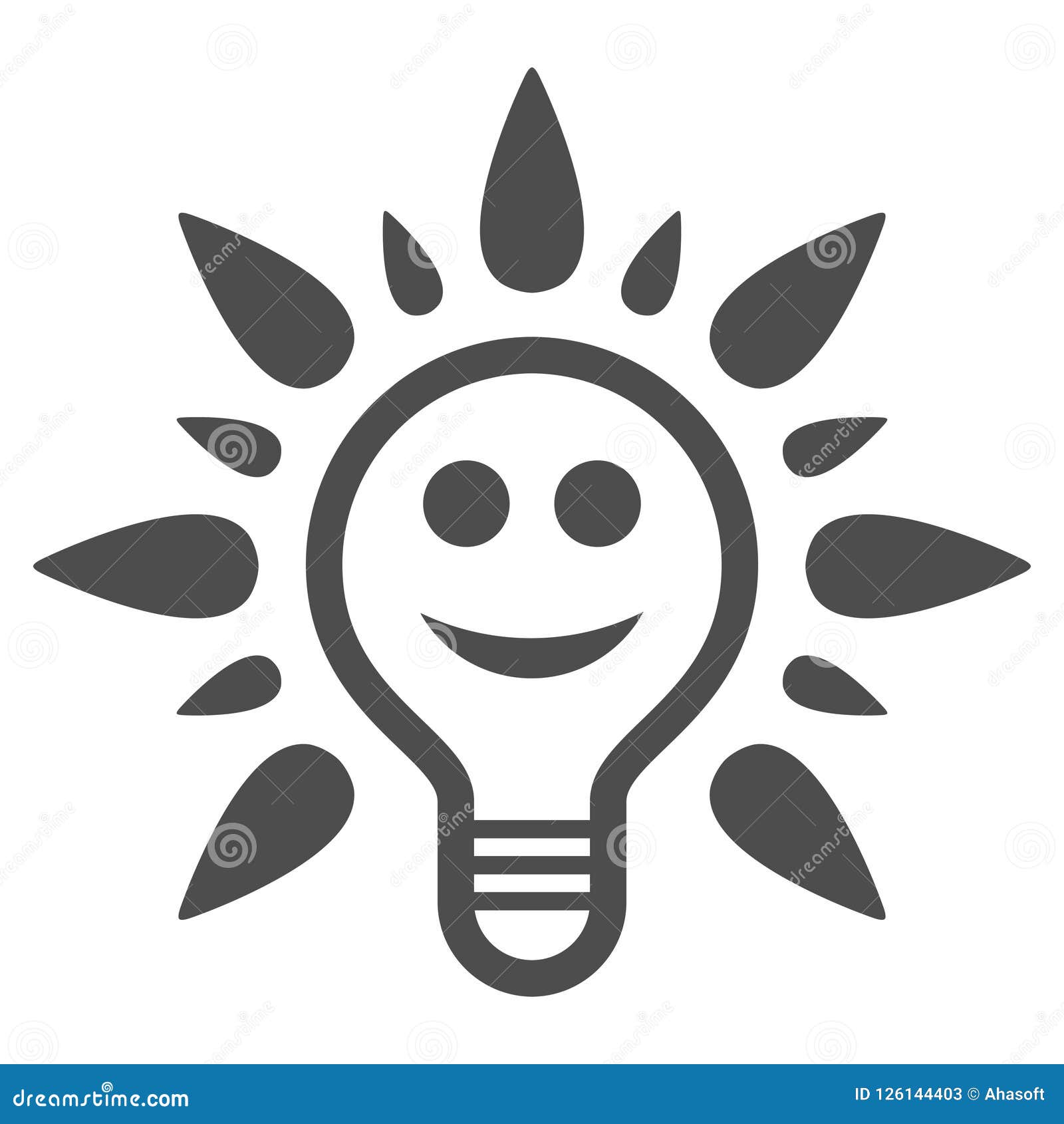 Smile Light Bulb Flat Icon stock vector. Illustration of illumination ...