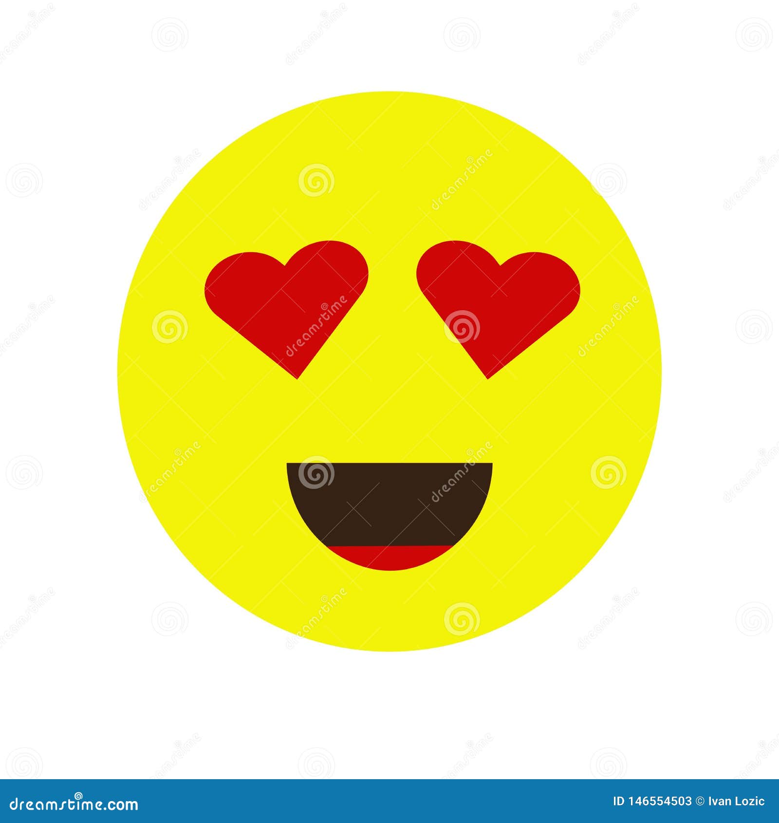 Smile In Love Emoticon Icon, Love Hearts In Eyes. Vector Emoticon Emoji ...