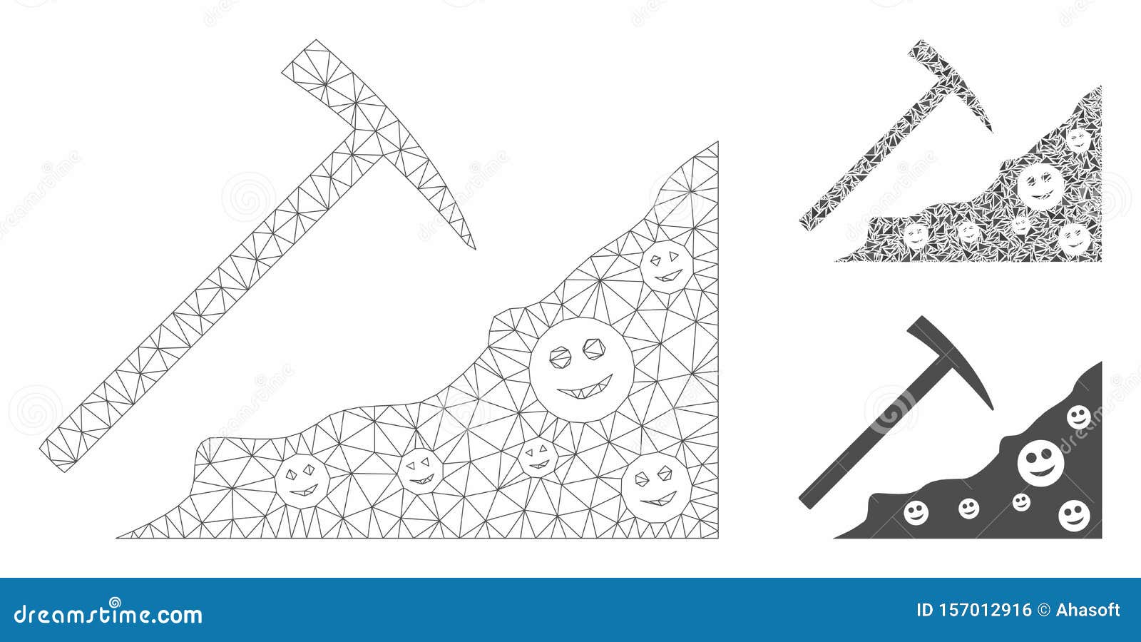 Smile Mining Vector Mesh 2D Model and Triangle Mosaic Icon Stock Vector ...