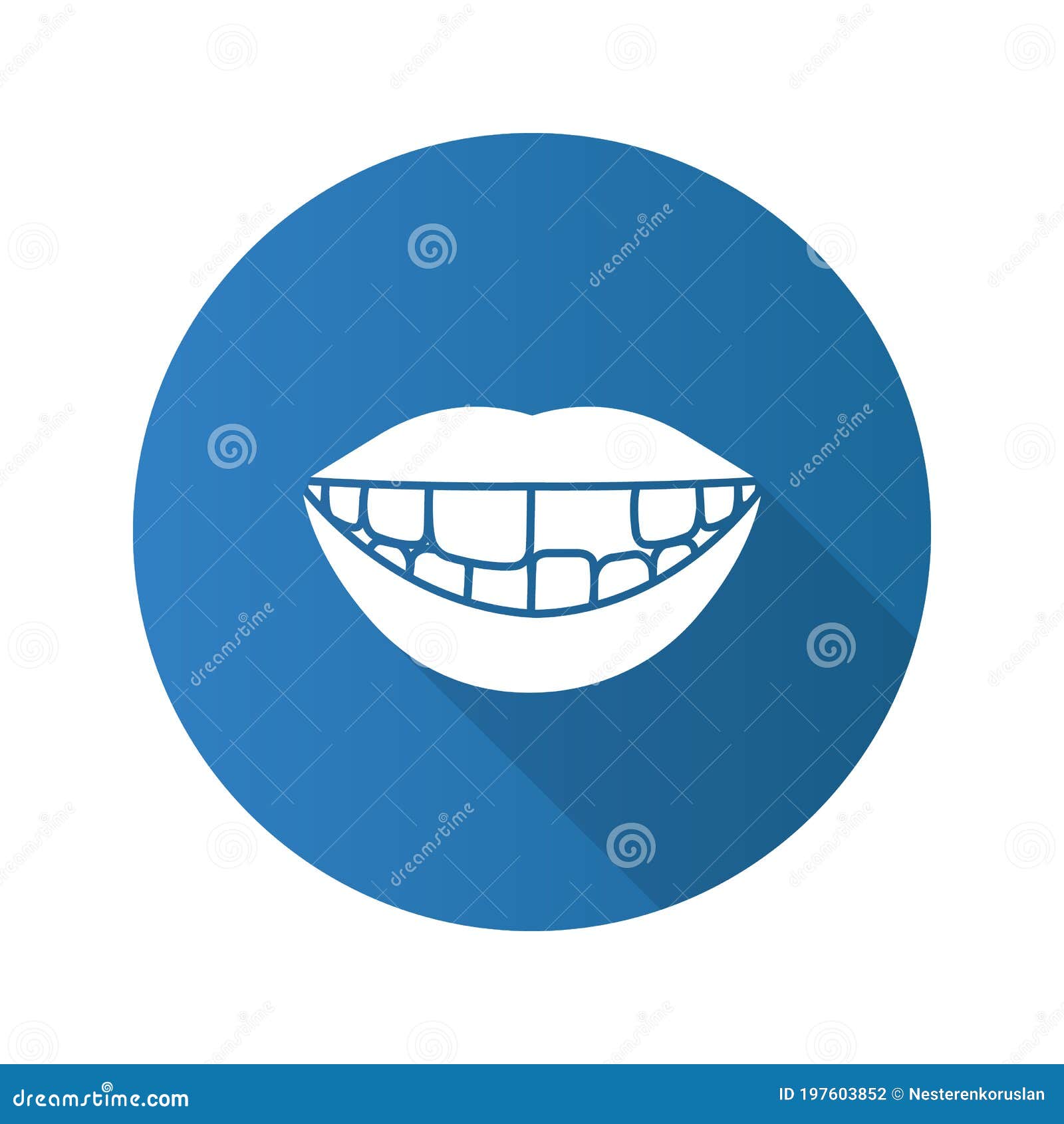 Smile With Missing Tooth Flat Design Long Shadow Glyph Icon Stock
