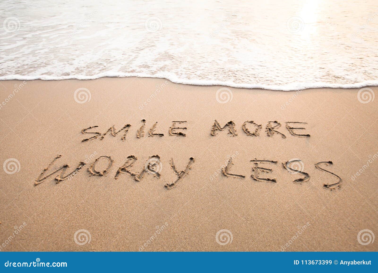 Smile More Worry less - Positive Thinking Stock Image - Image of sandy ...