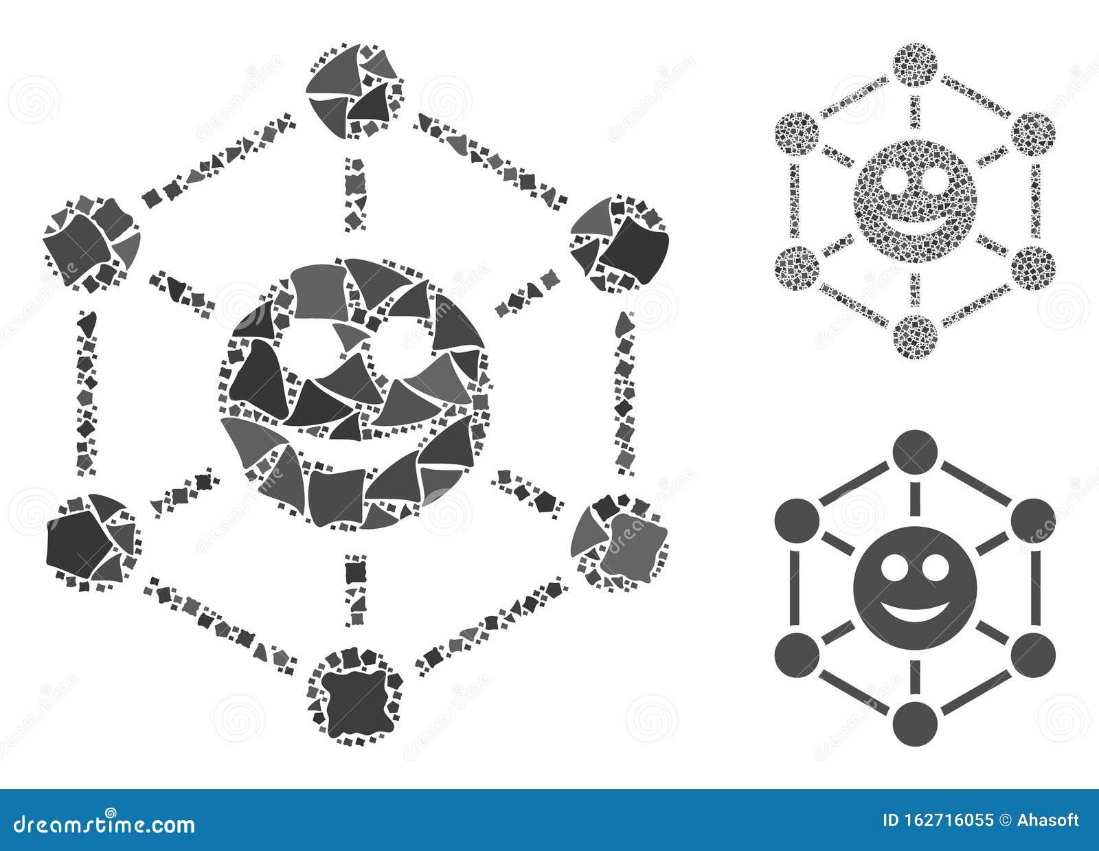 Smile Network Mosaic Icon of Uneven Parts Stock Illustration ...