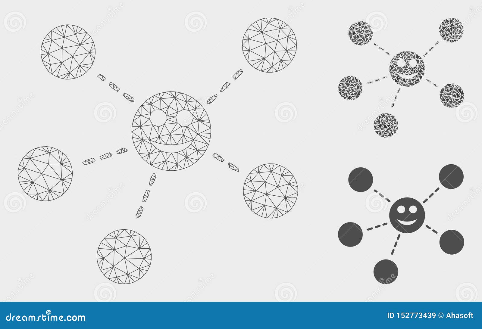 Smile Network Vector Mesh Wire Frame Model and Triangle Mosaic Icon ...