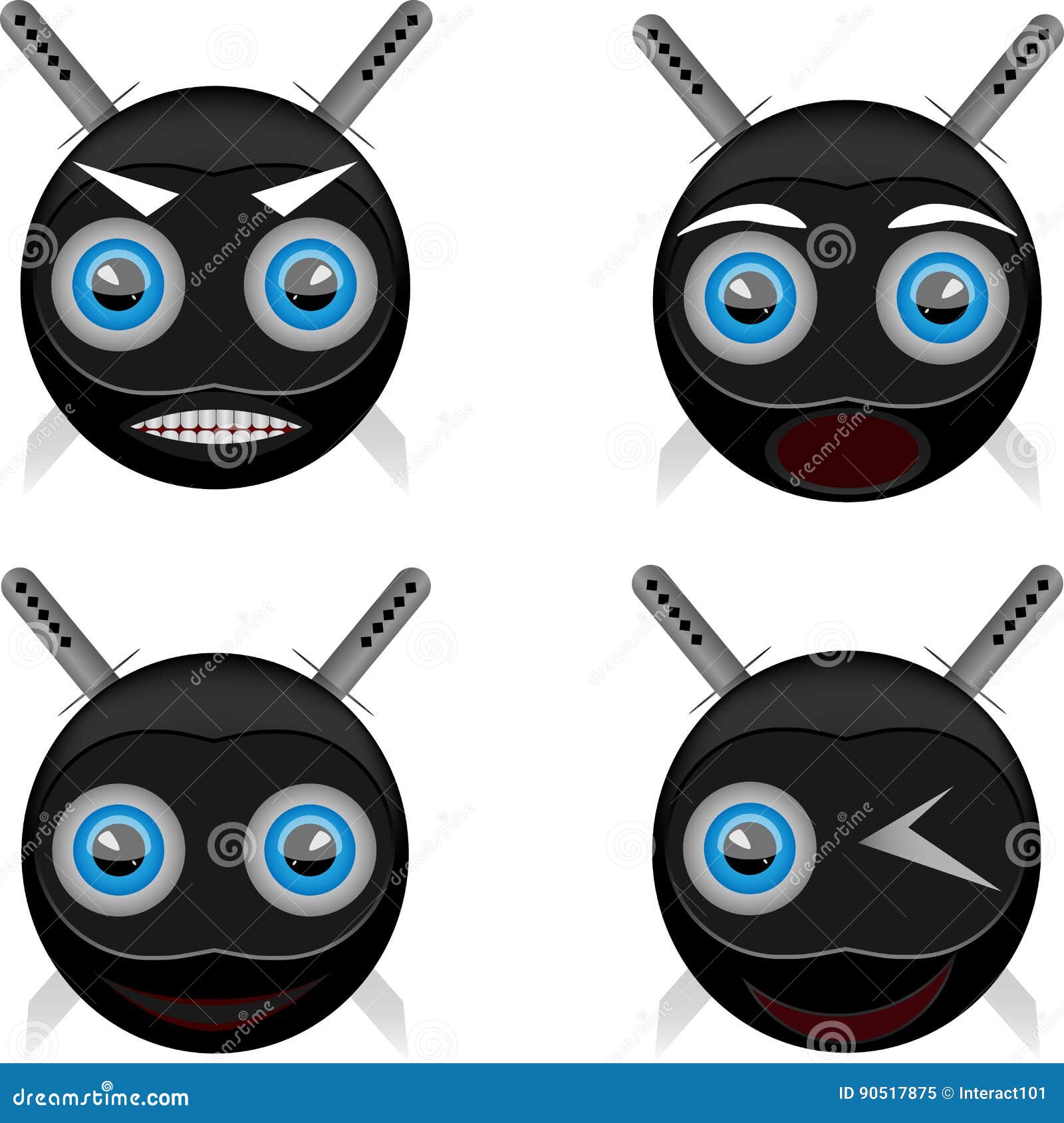 Smile ninja stock vector. Illustration of face, happy - 90517875