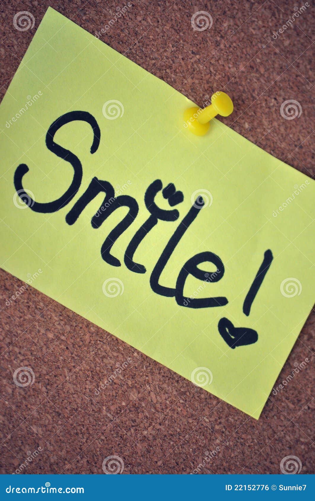 Smile Note on Pinboard stock photo. Image of paper, joyous - 22152776