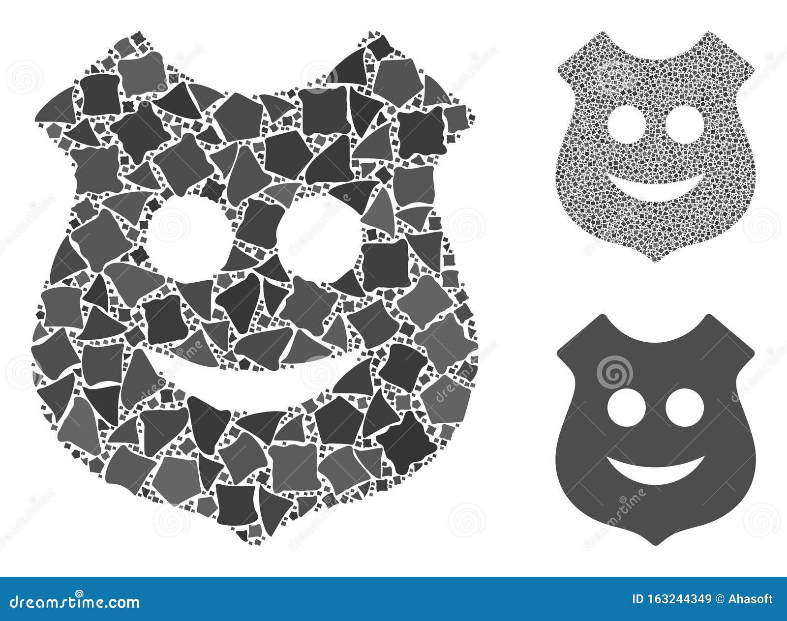 Smile Police Shield Mosaic Icon of Abrupt Elements Stock Illustration ...