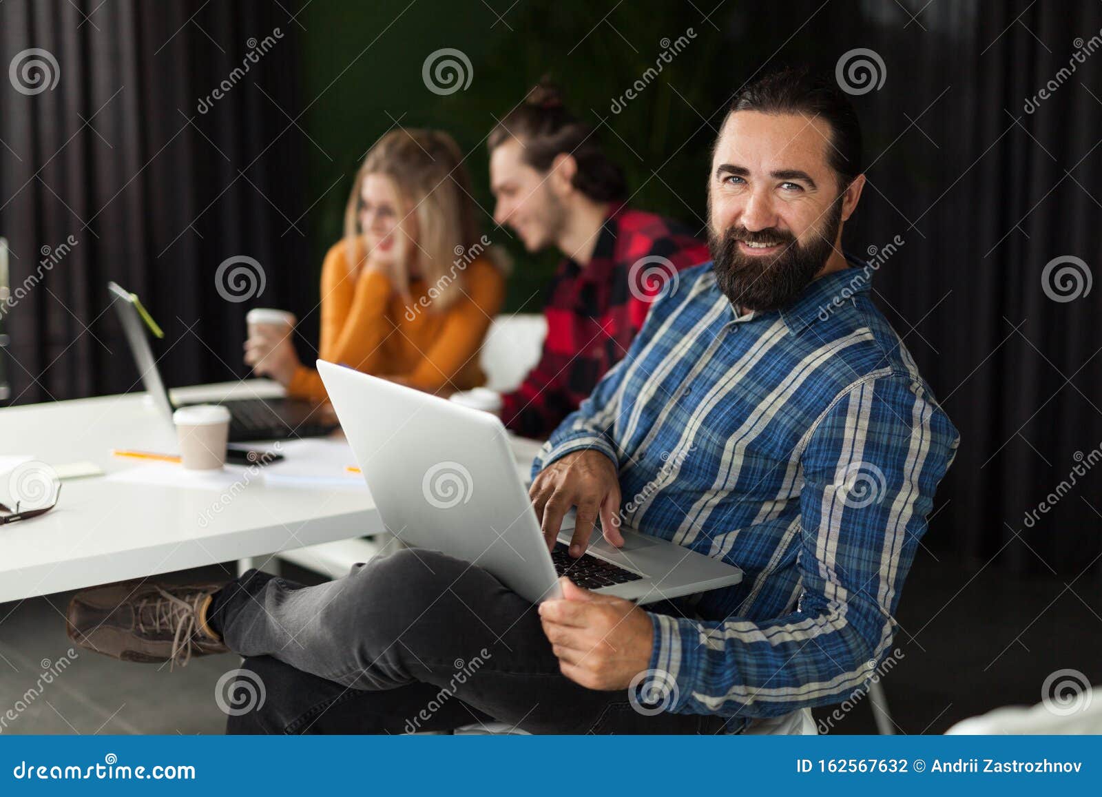 Smile Professional Beard Man Worker, Office Work Concept Stock Photo ...