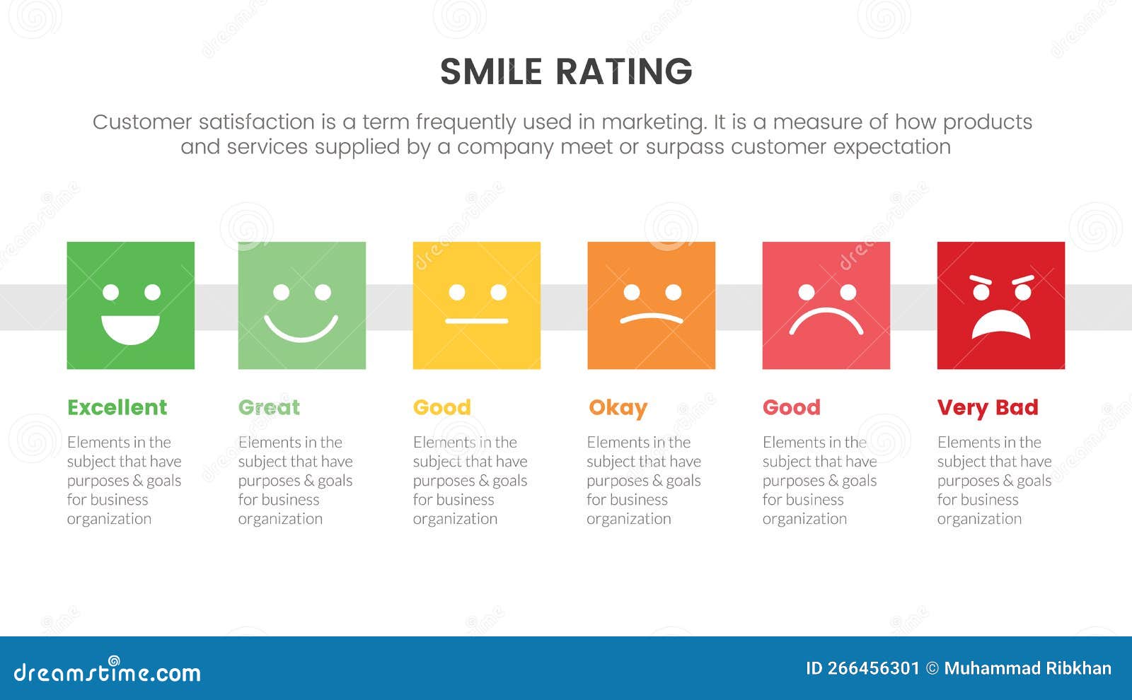 Smile Rating with 6 Scale Infographic with Box Horizontal Layout ...