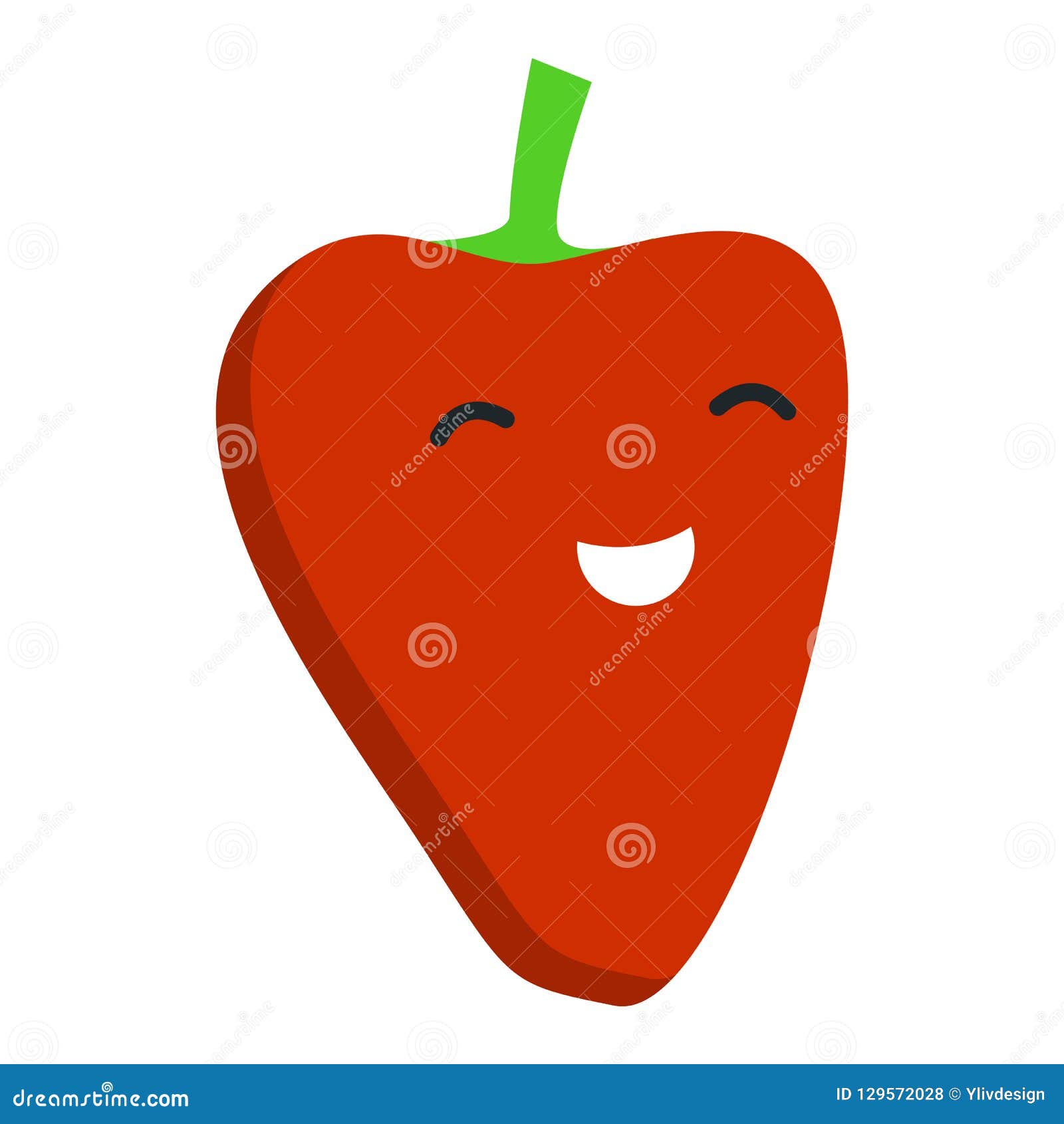 Smile Red Pepper Icon, Flat Style Stock Vector - Illustration of ...