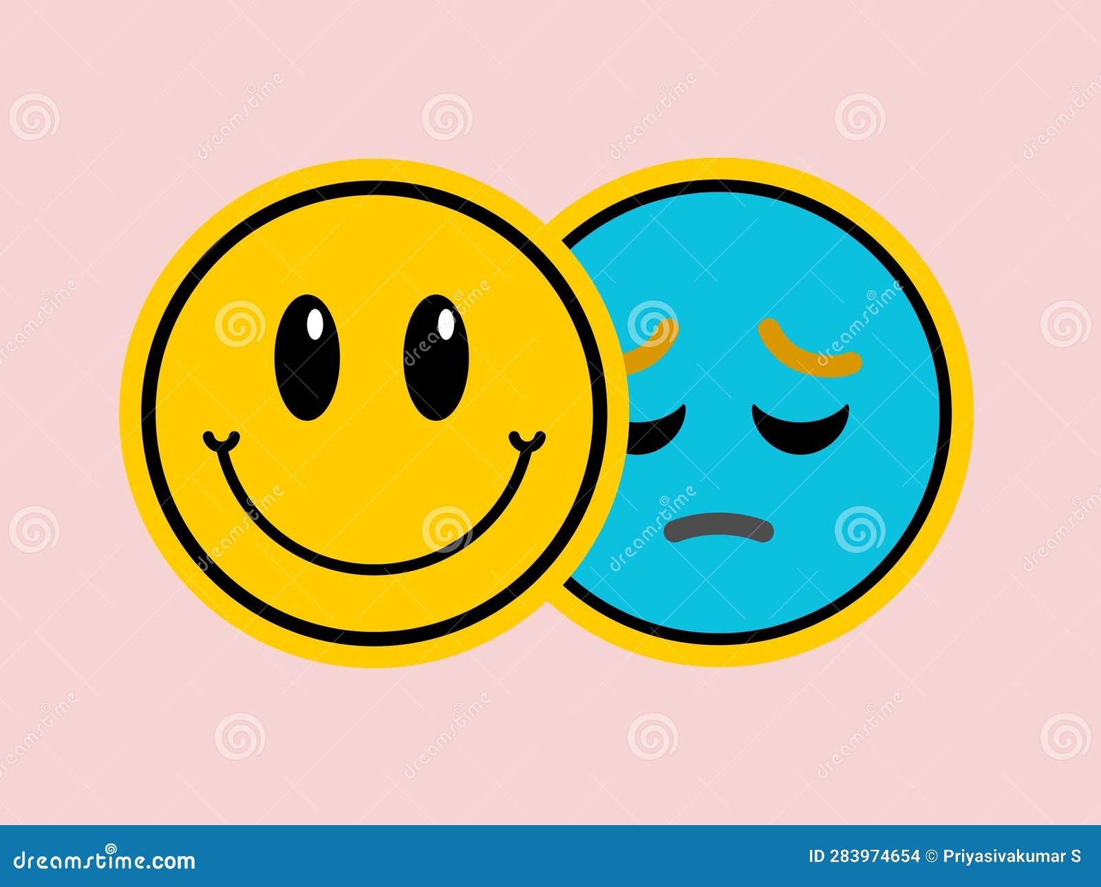 Smile and Sad Faces Emojis - 1 Stock Illustration - Illustration of ...