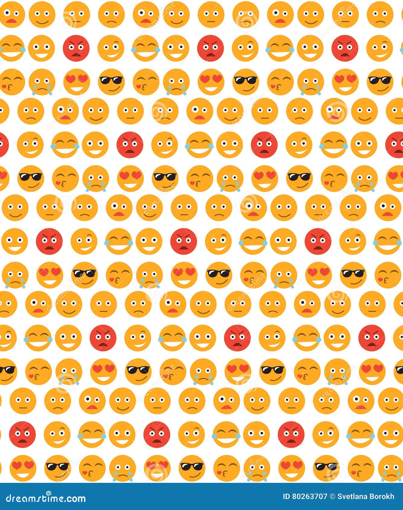 Smile Seamless Pattern Emotions Background Yellow Round Emotion