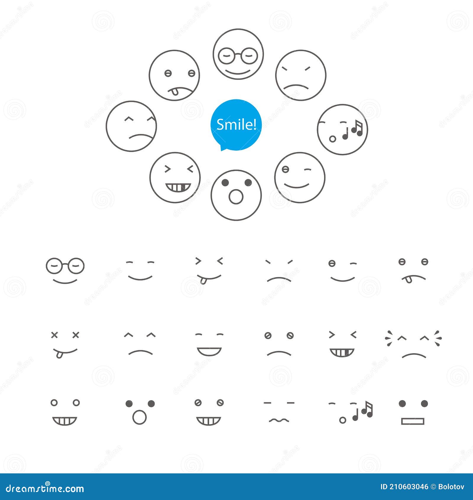 Smile set, vector stock vector. Illustration of internet - 210603046