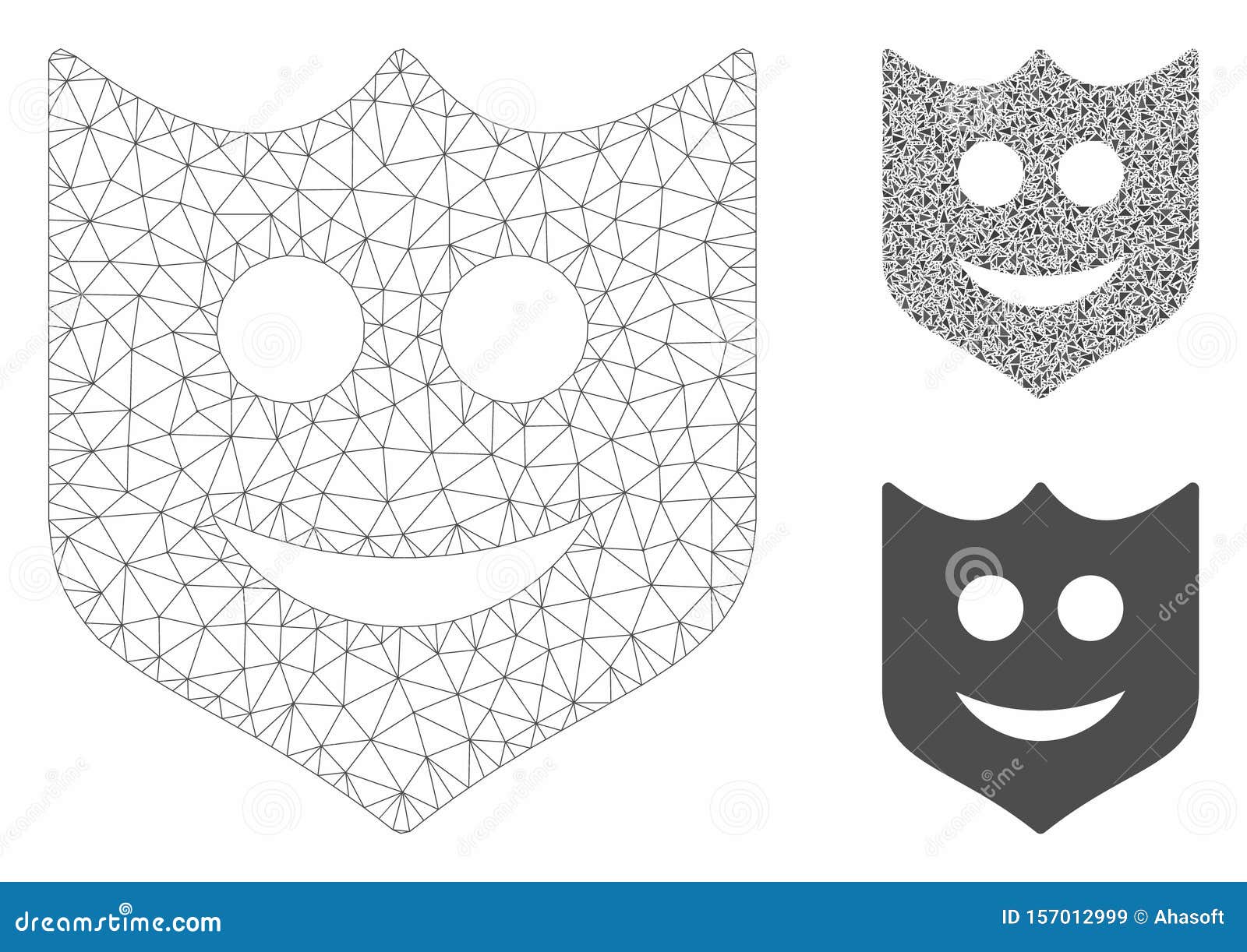 Smile Shield Vector Mesh Network Model and Triangle Mosaic Icon Stock ...