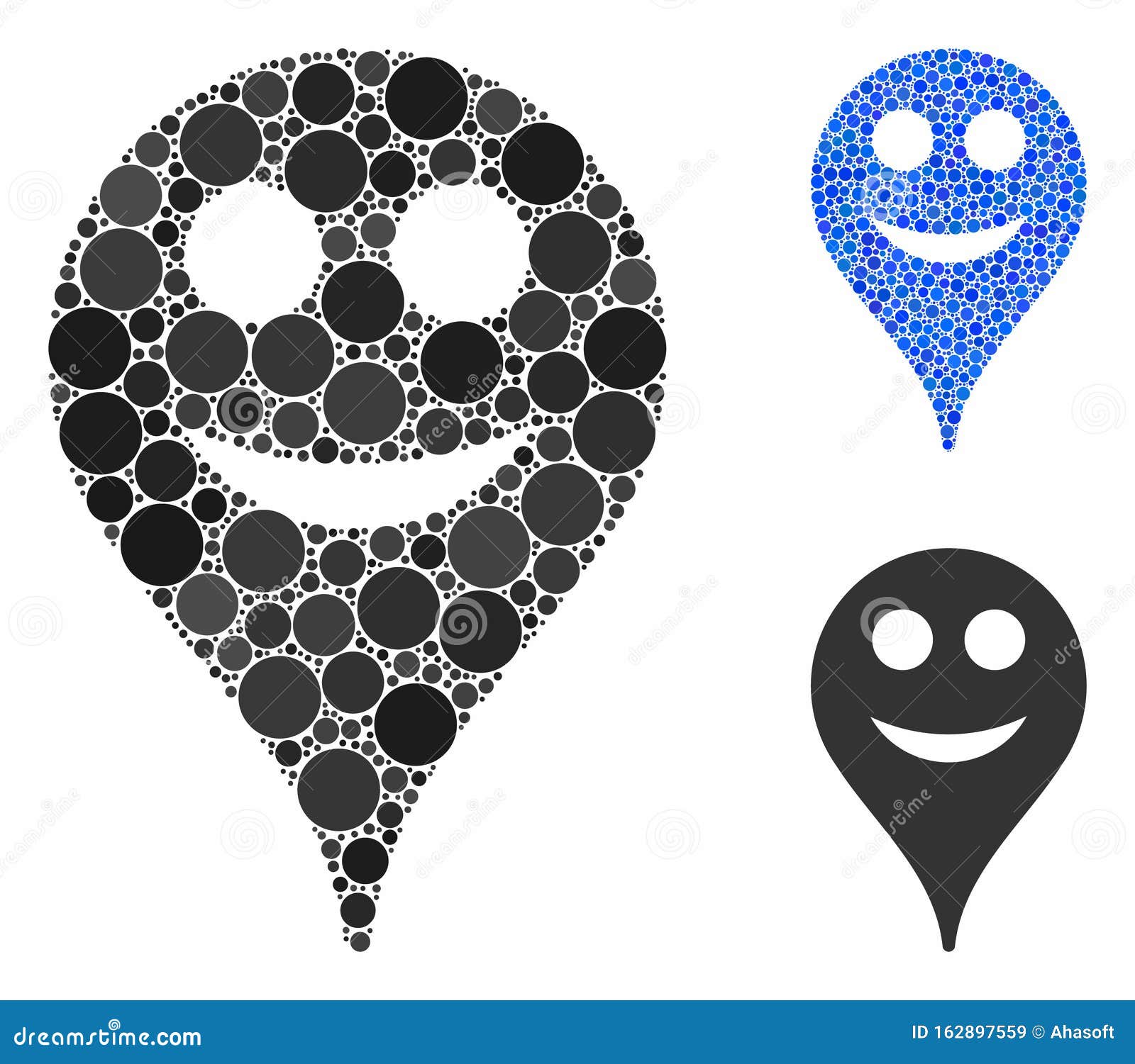 Smile Smiley Map Marker Composition Icon of Spheric Items Stock ...