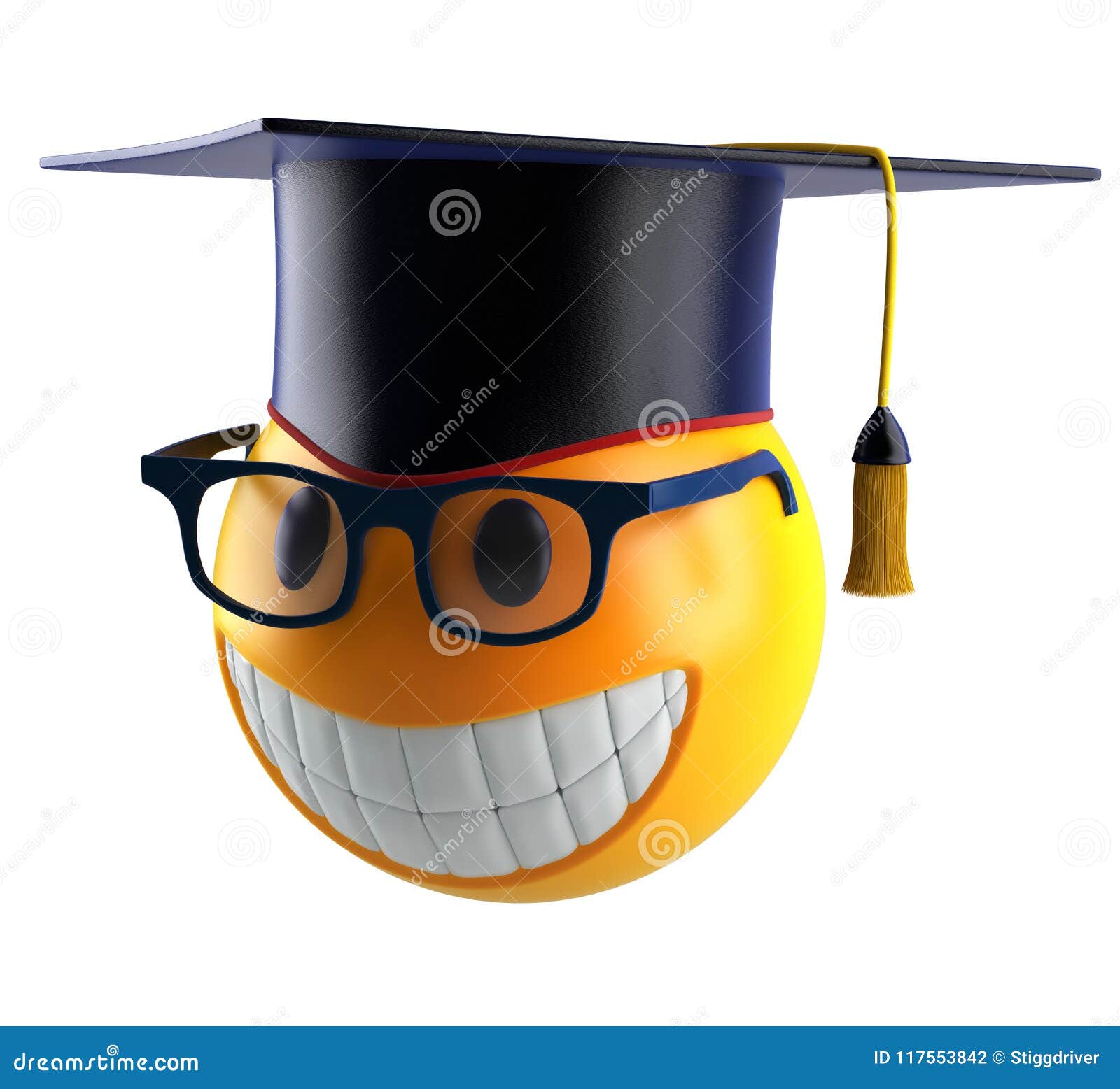Smile Sphere Emoticon with Eyeglasses and Graduation Student Cap. Stock ...