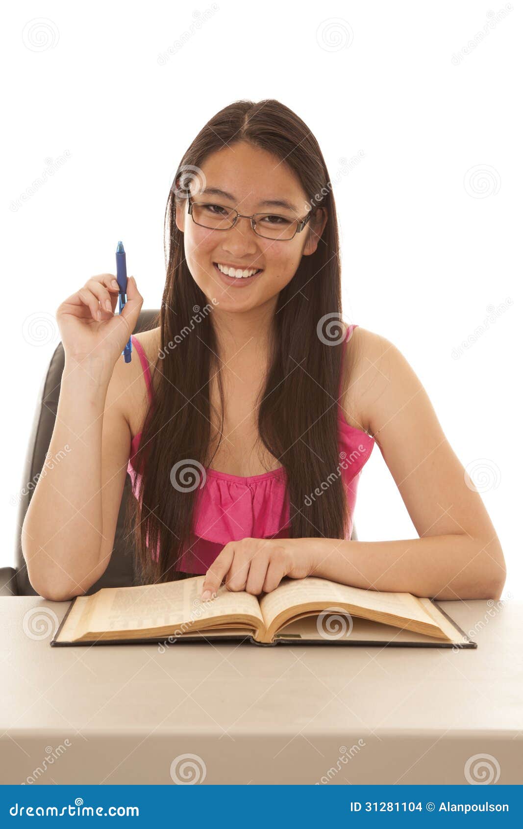 Smile study book stock photo. Image of lifestyle, brunette - 31281104