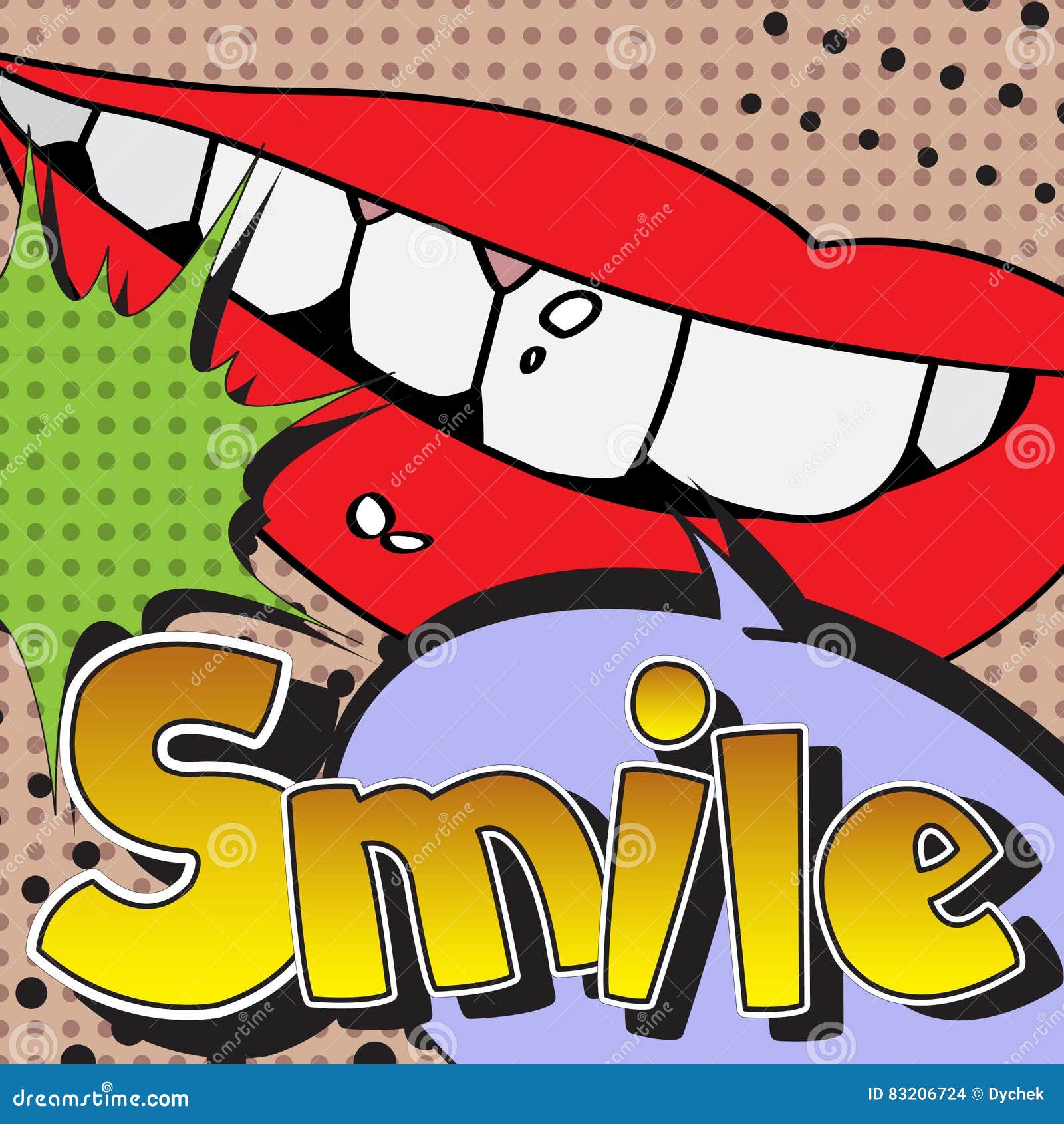 Smile in the Style of Comics. Stock Vector - Illustration of woman ...