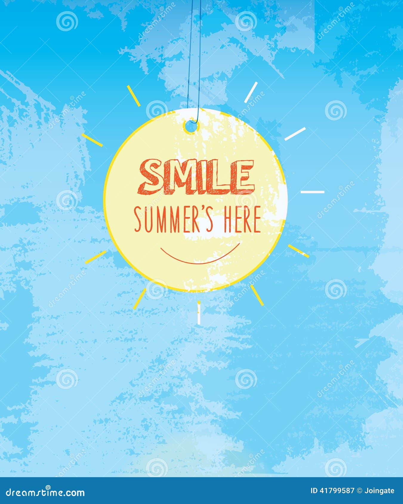 SMILE SUMMER is Here, Message Hanging on the Sun Stock Illustration ...