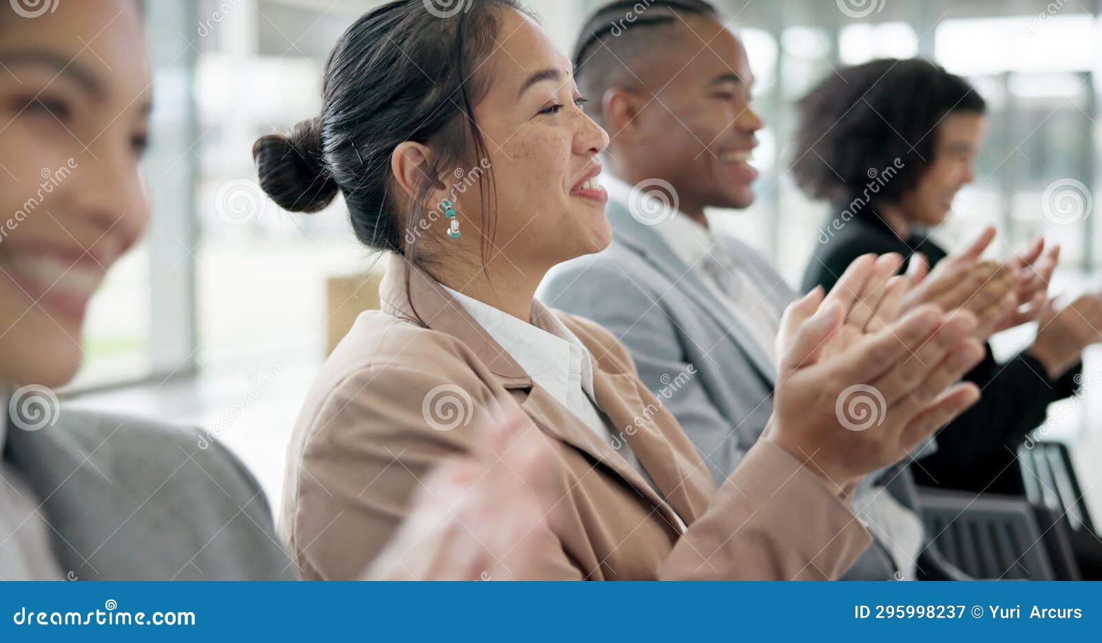 Smile, Support and Applause with Business People in a Seminar or ...