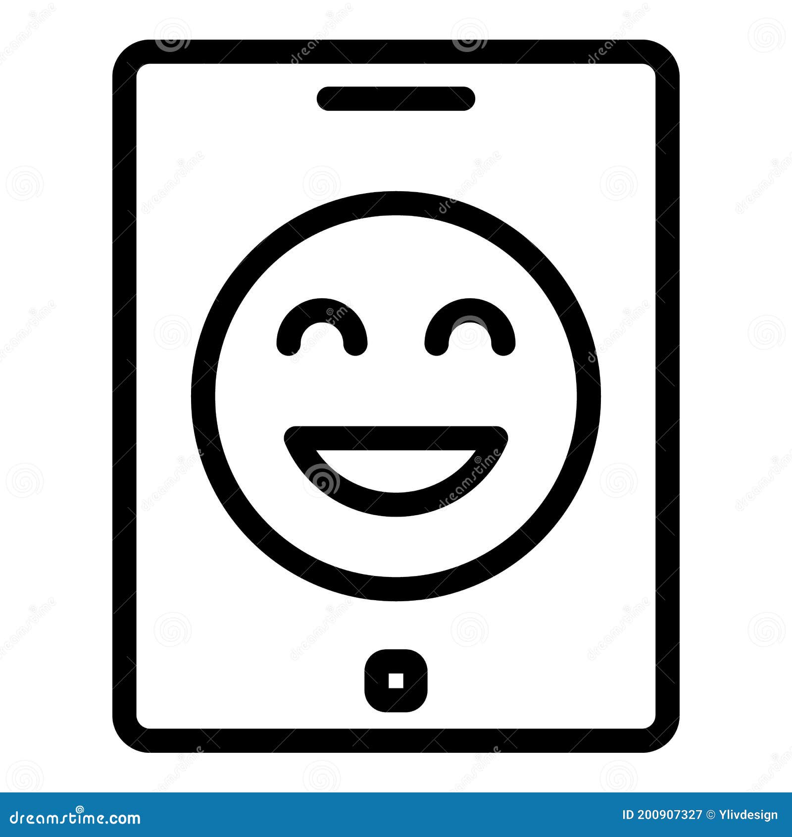 Smile on Tablet Icon, Outline Style Stock Vector - Illustration of ...