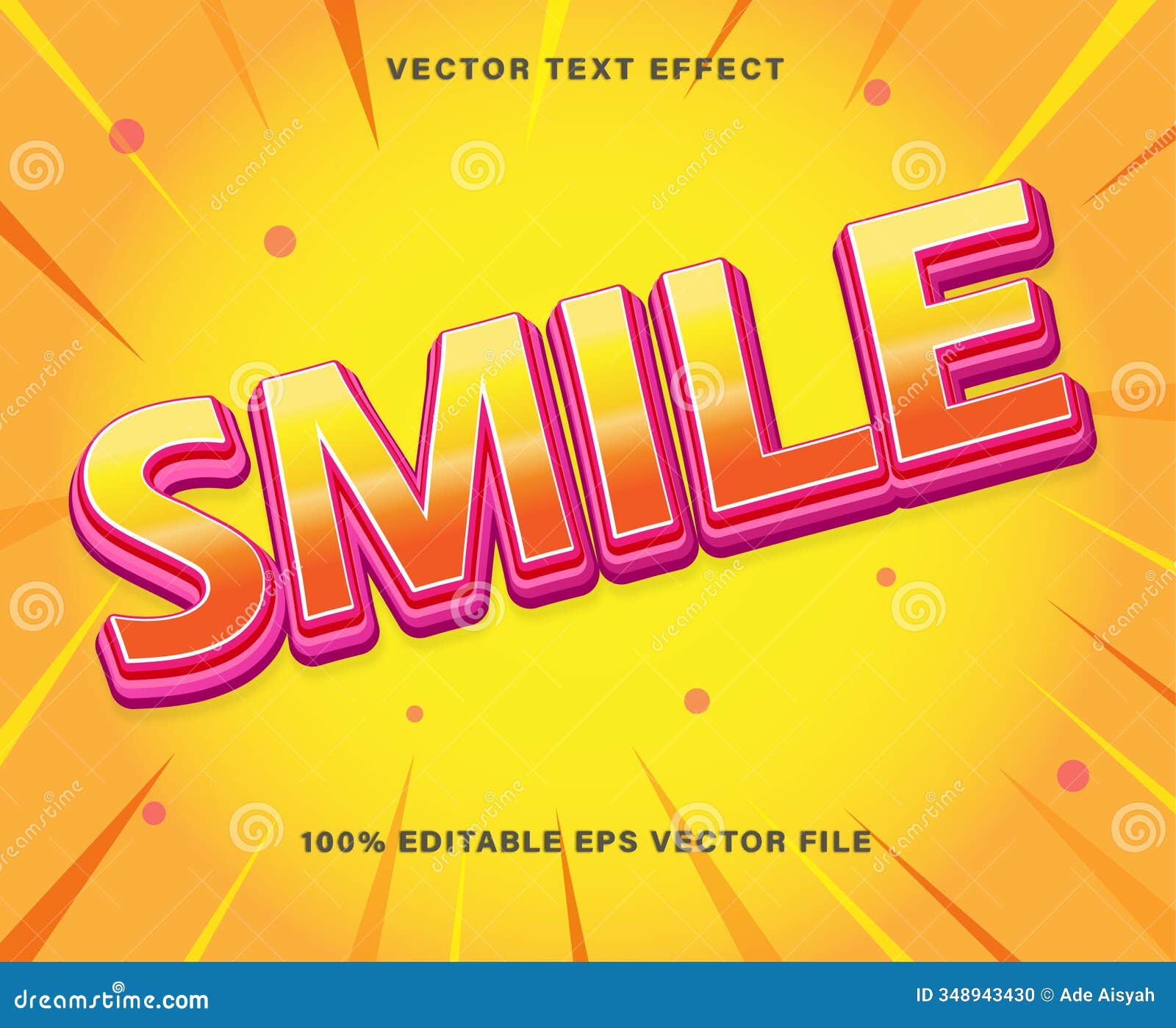 Smile Text Effect 3d Editable Text Stock Vector - Illustration of typo ...