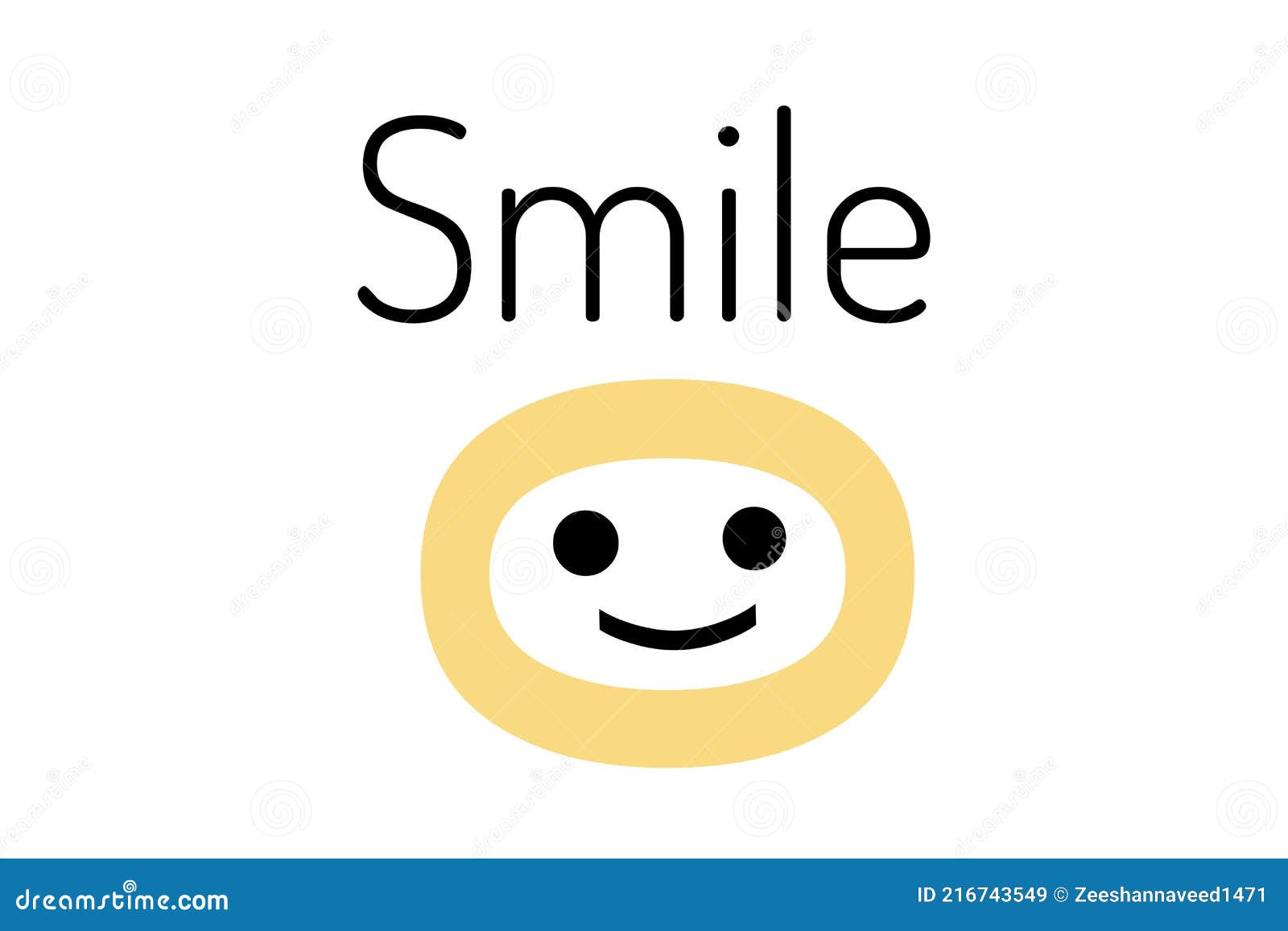 Smile Text and Emoji Isolated on White Background. Stock Illustration ...