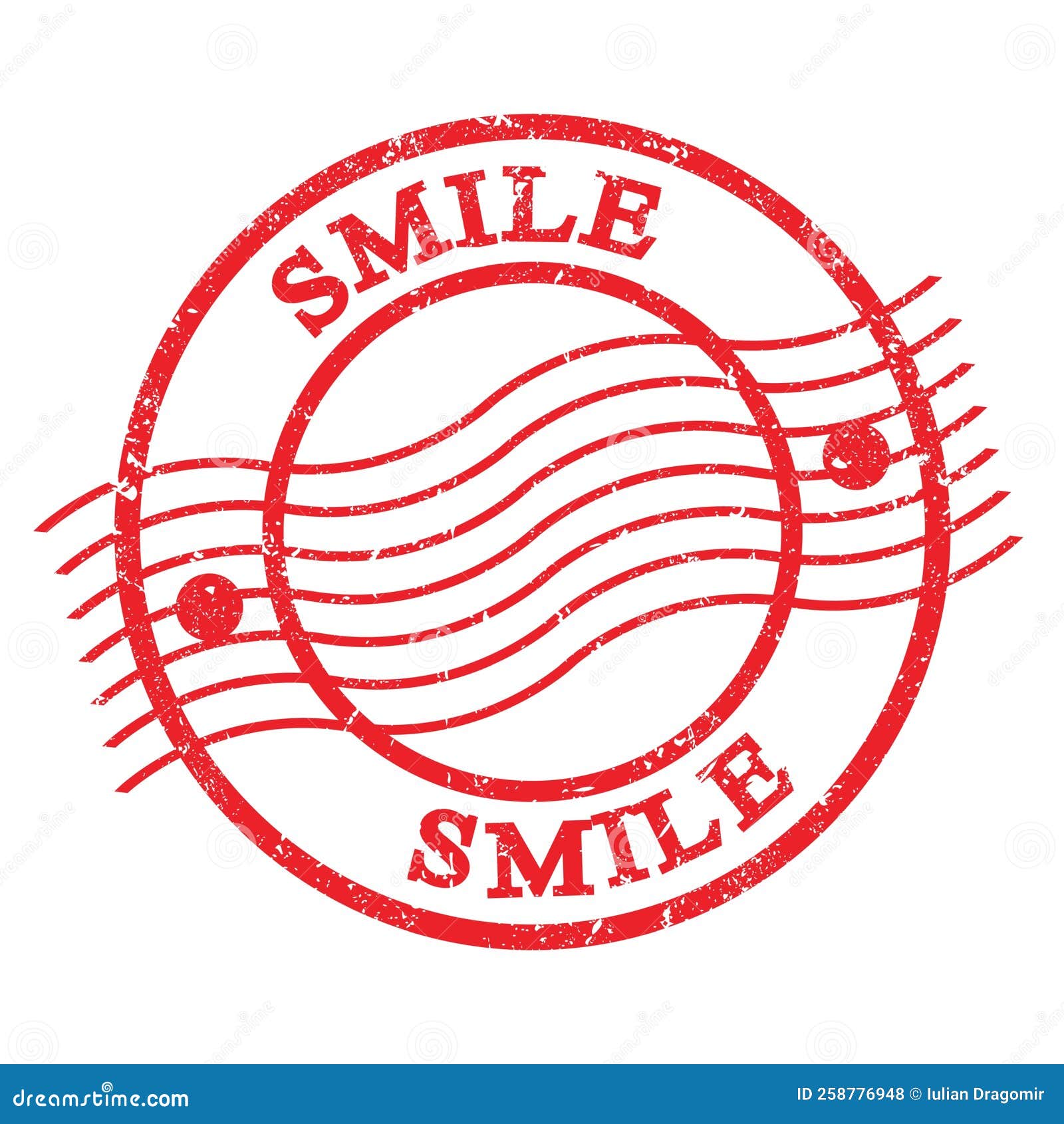 SMILE, Text Written on Red Postal Stamp Stock Illustration ...