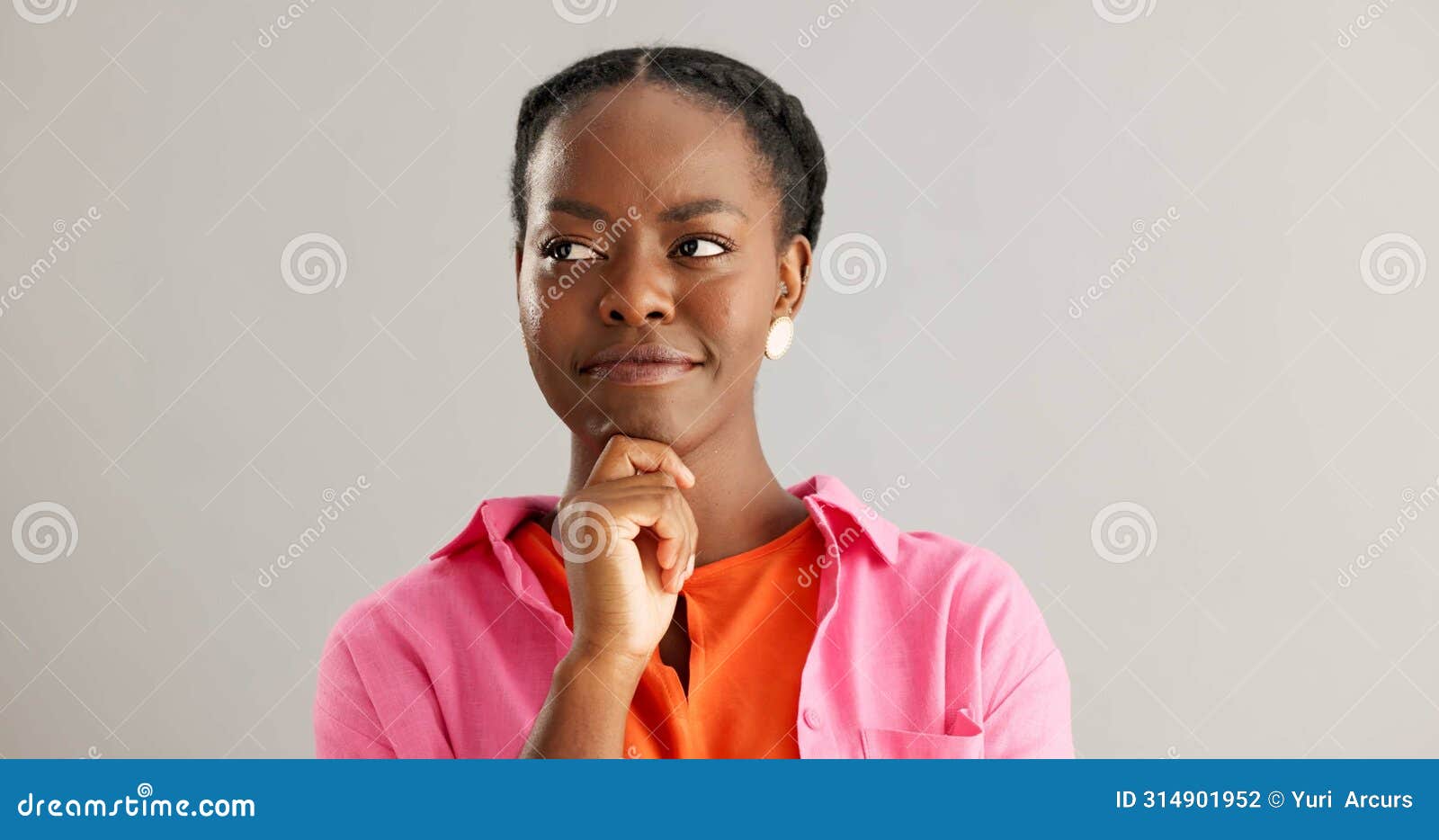 Smile, Thinking and Black Woman in Studio with Idea, Solution or ...