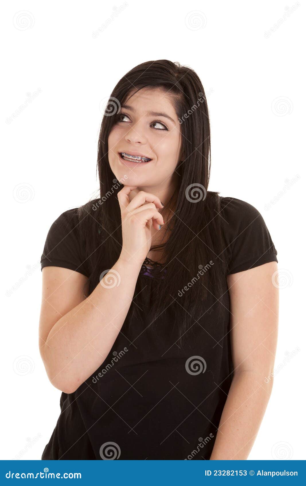 Smile thinking teen stock image. Image of happy, brunette - 23282153