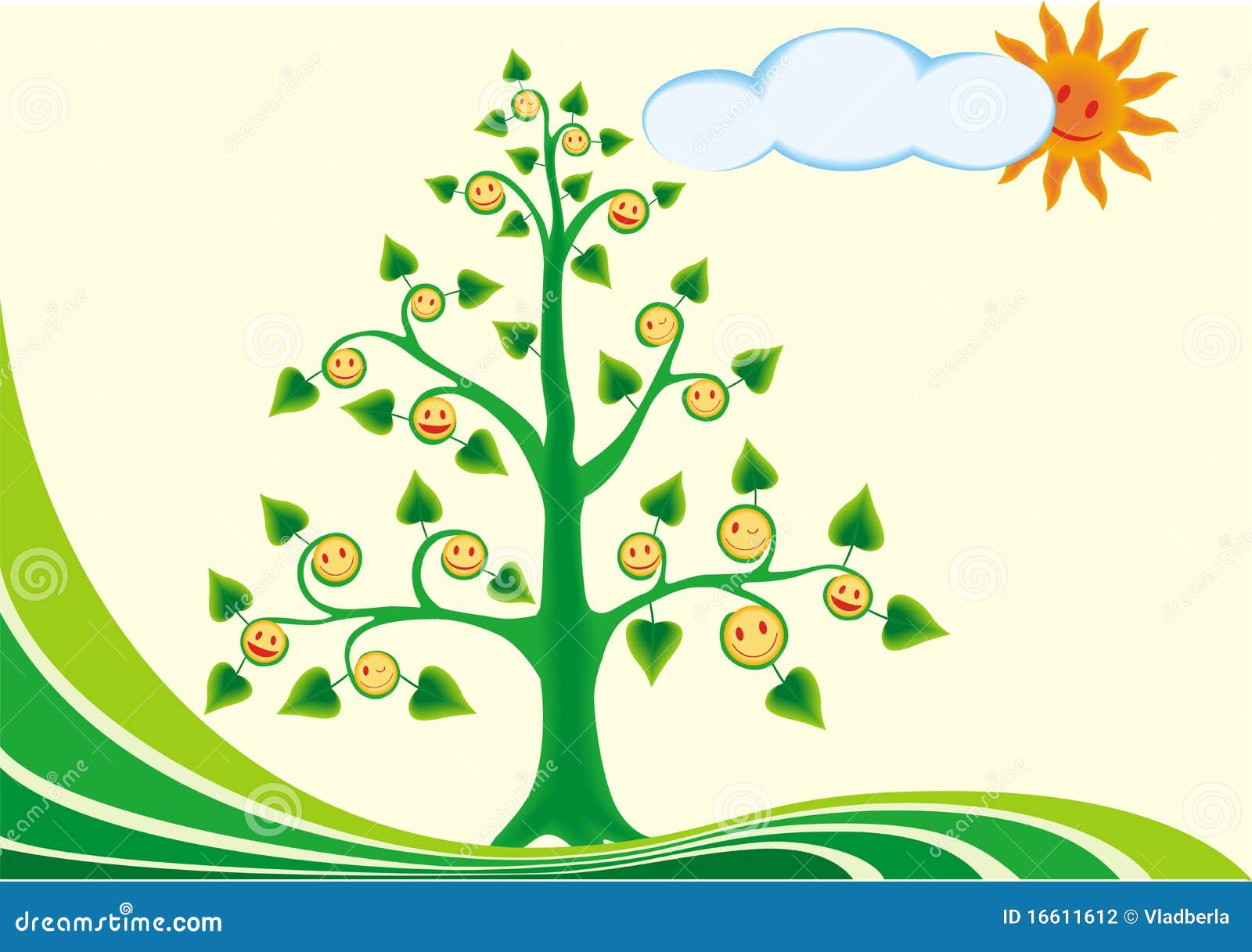 Smile tree stock vector. Illustration of bright, mood - 16611612