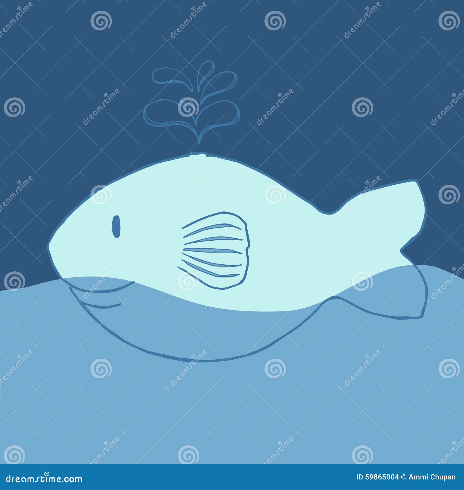 Smile Whale Illustration in Blue Them Colour Stock Vector ...
