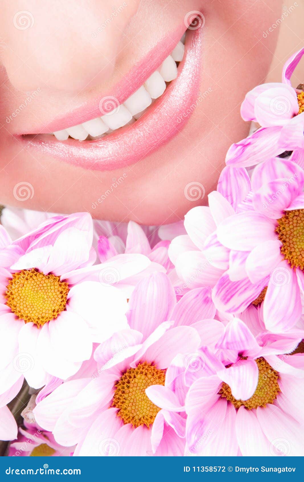 Smile of Woman with Flowers Stock Photo - Image of dentist, flower ...