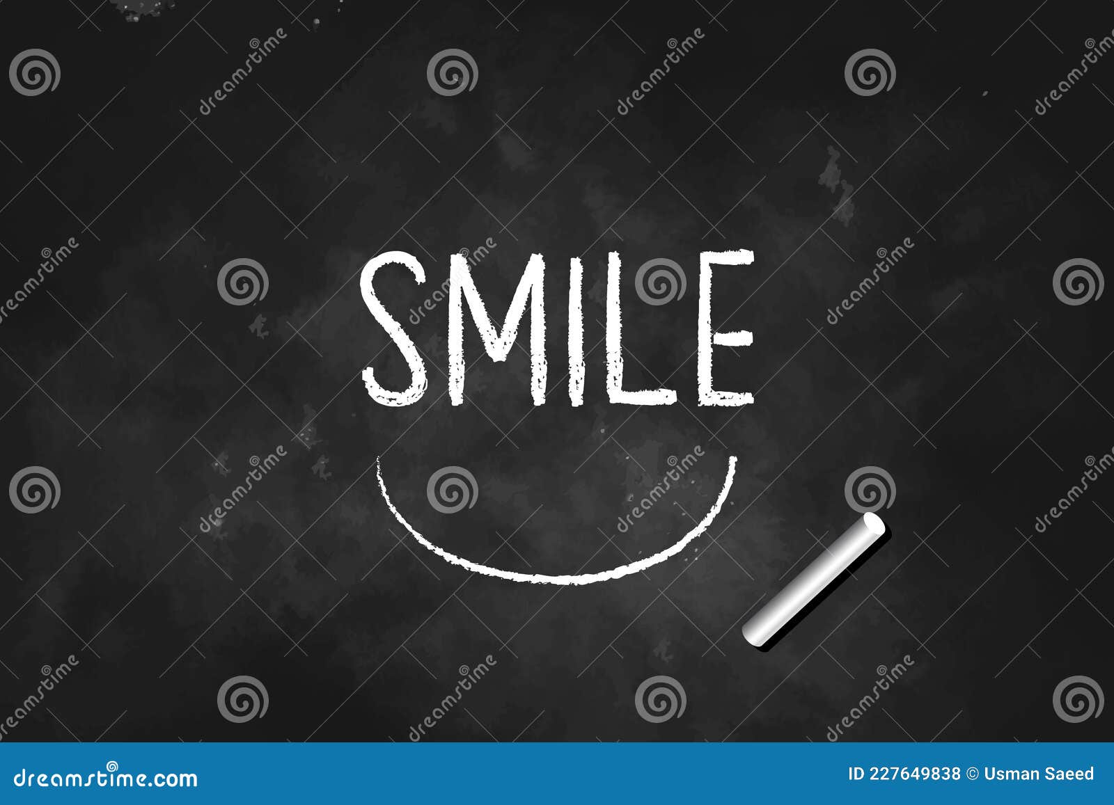 Smile Written with Chalk on Black Board Icon Logo Vector Illustration ...