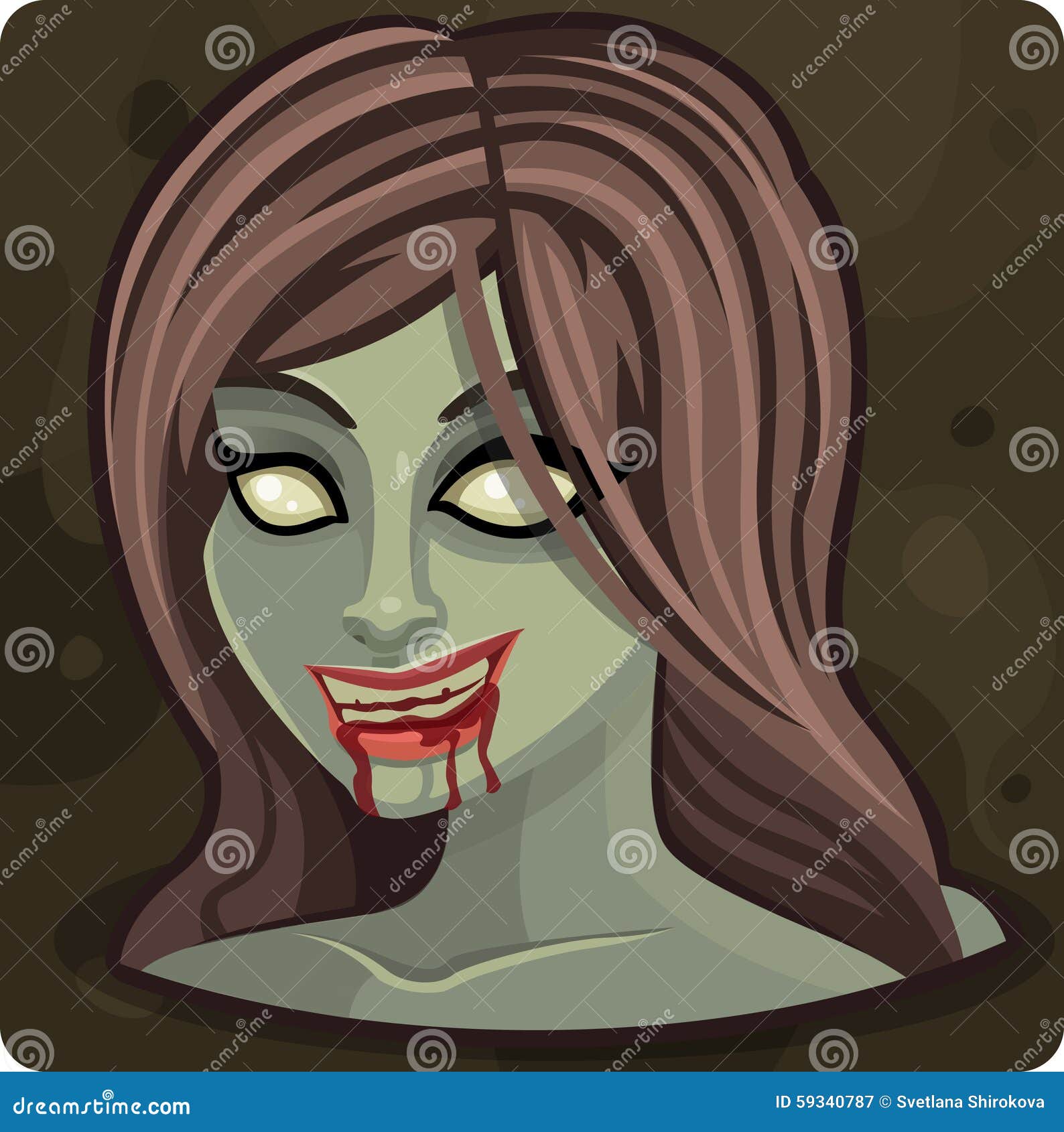 Smile zombie girl stock vector. Illustration of smiling - 59340787