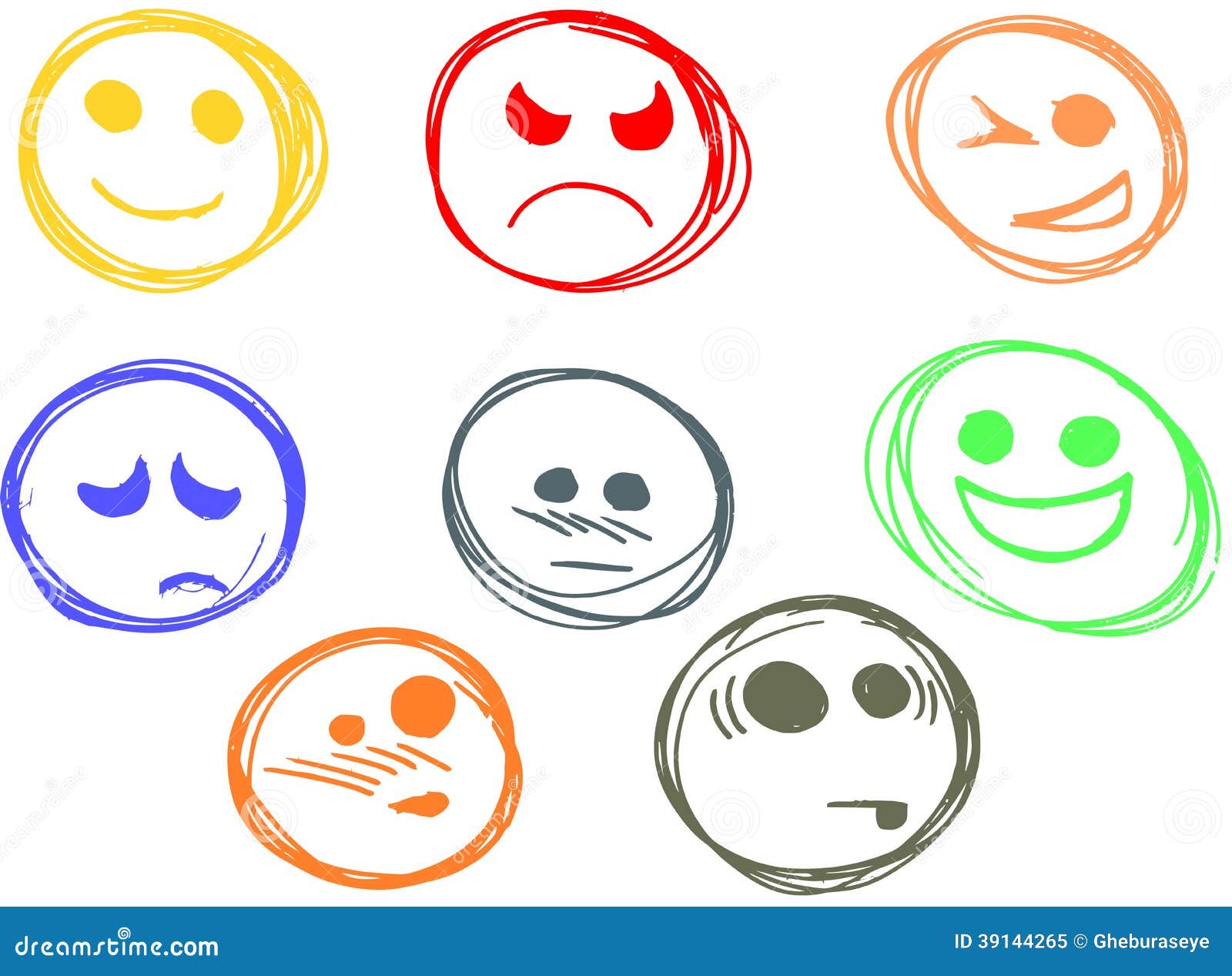 Amazing Set of Smiles Expression Sketch Isoalted Stock Vector ...
