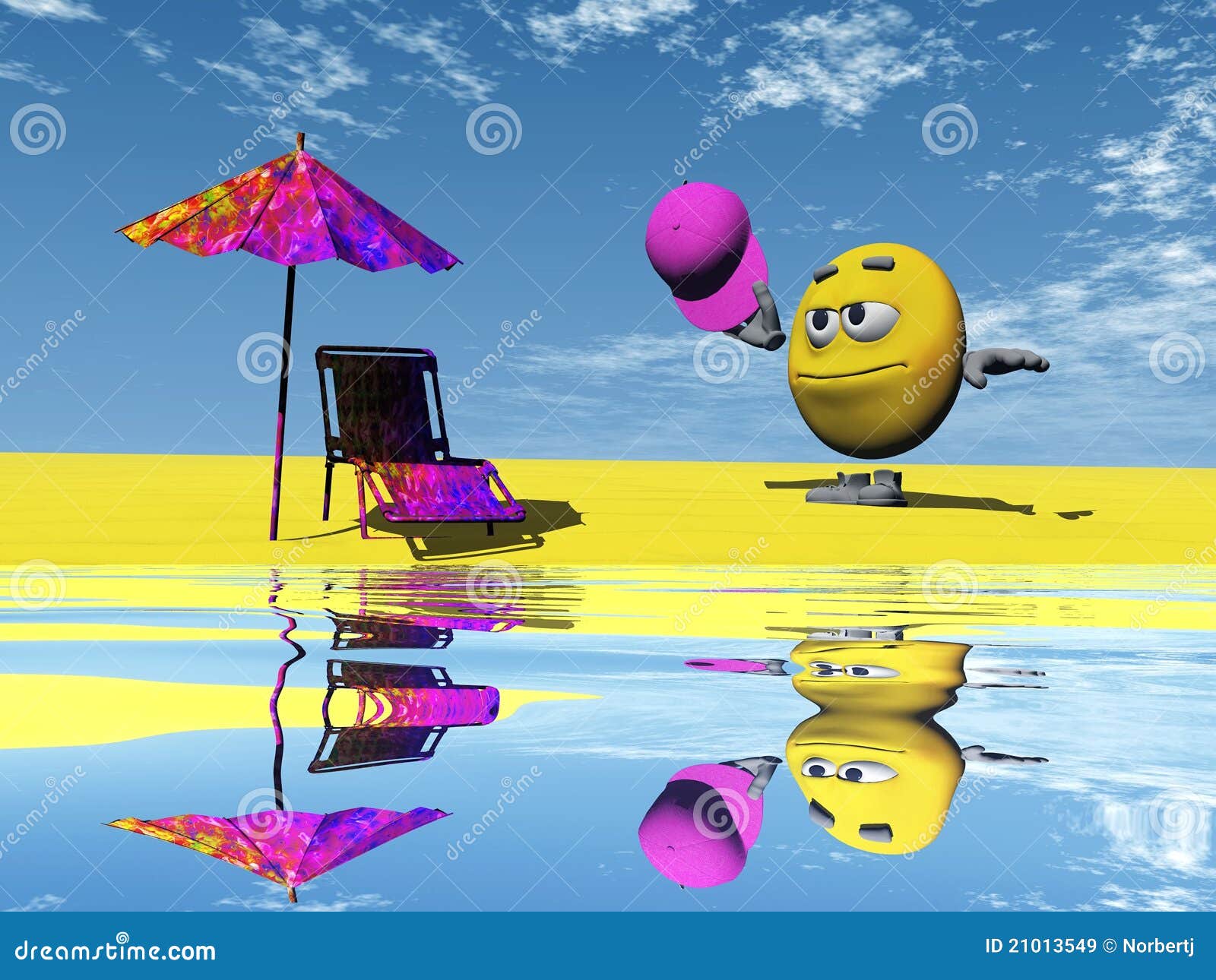 Smiley auf dem Strand stock abbildung. Illustration von deckchair ...