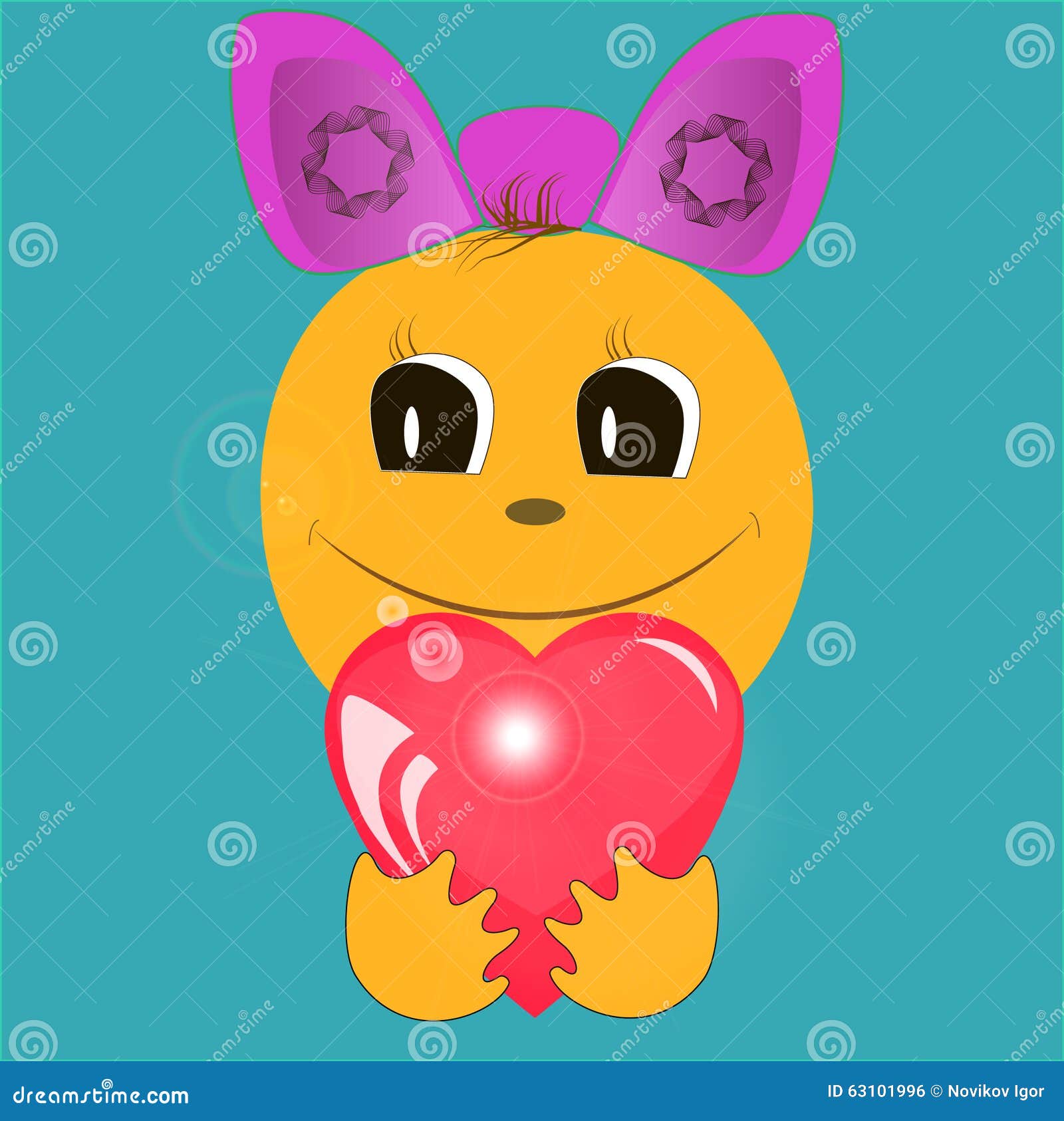 Smiley avec le coeur illustration de vecteur. Illustration du grand ...