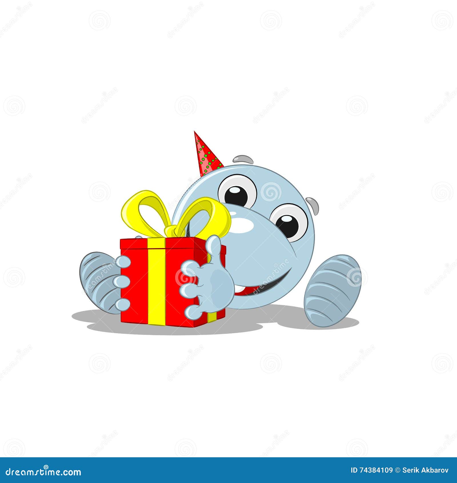 Smiley bleu avec un cadeau illustration de vecteur. Illustration du ...