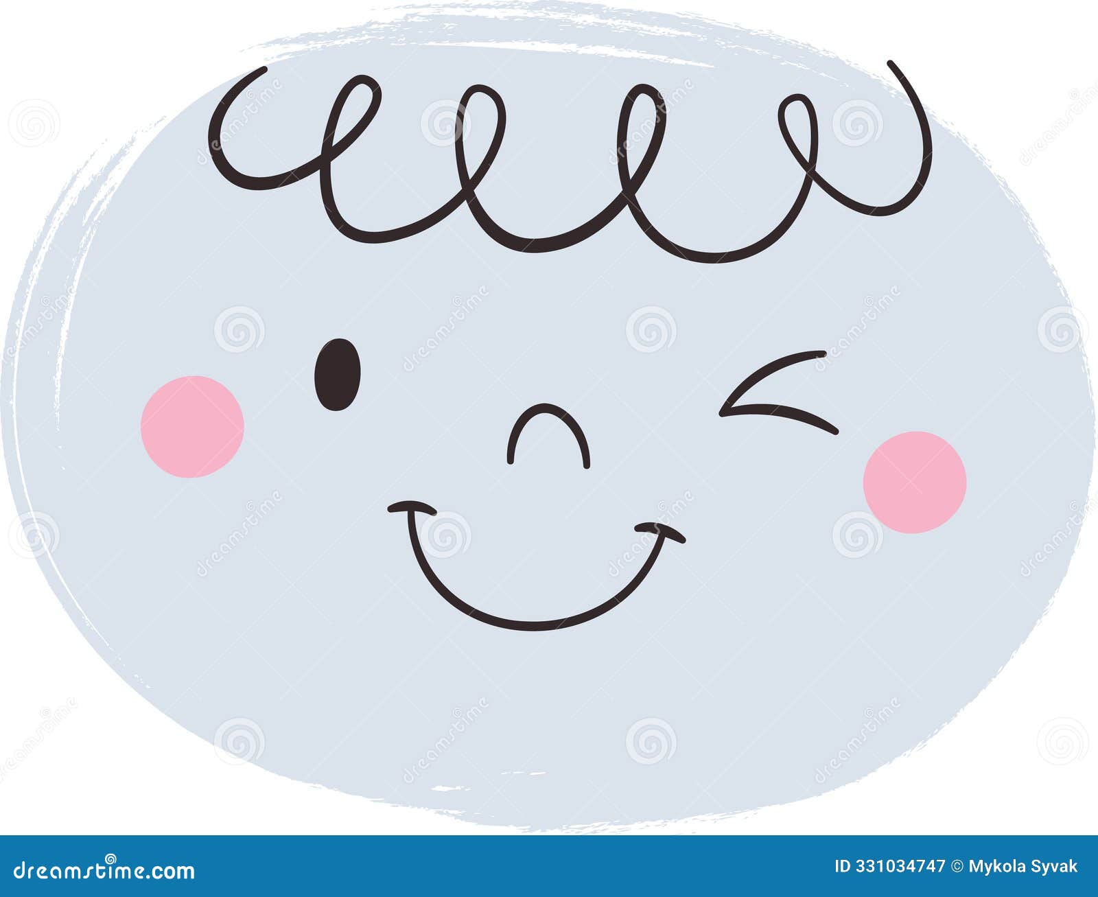 Smiley Blinking Girl Face Circle Doodle Stock Illustration ...